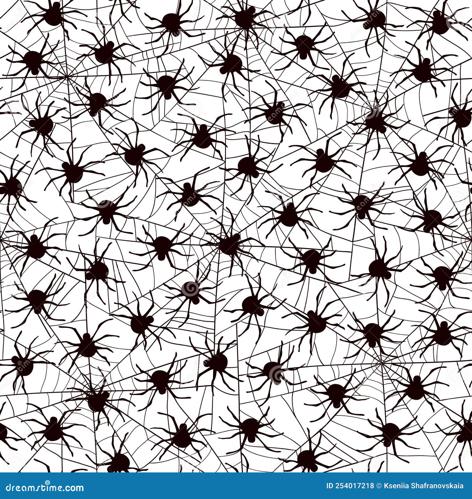 Spider and Spiderweb, Black and White Vector Seamless Pattern Stock ...