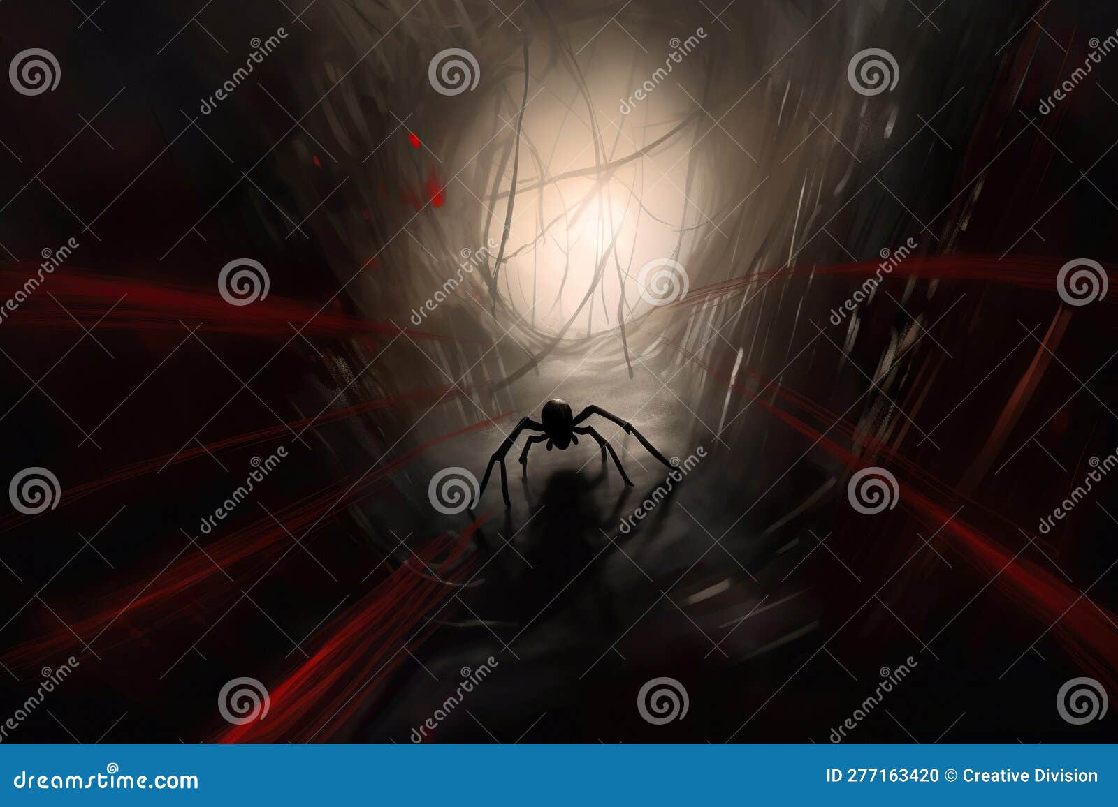 A Spider Spinning a Delicate Web between Two Beams, Generative AI Stock ...