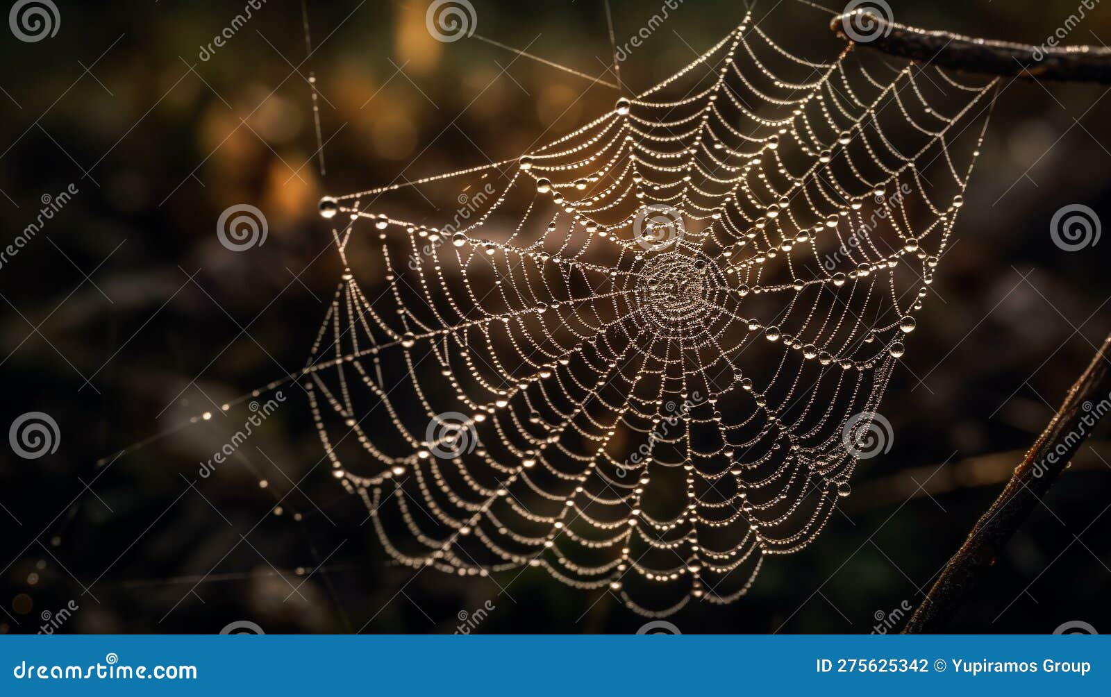 Spider Spins Dewy Web, Nature Spooky Trap Generated by AI Stock ...