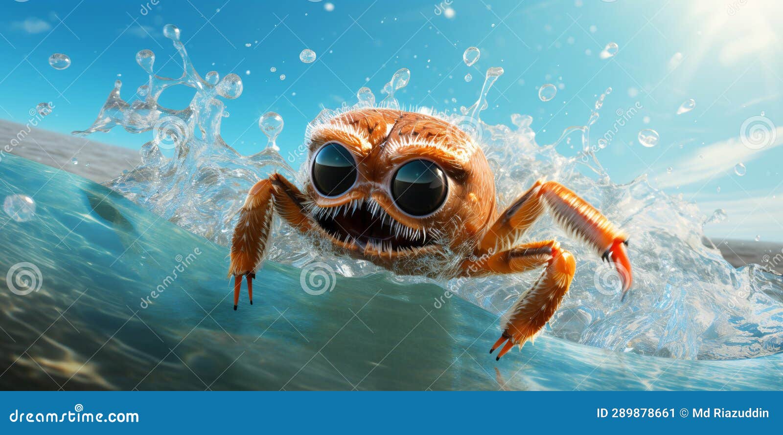 Spider Surfing on Sea stock illustration. Illustration of poster ...
