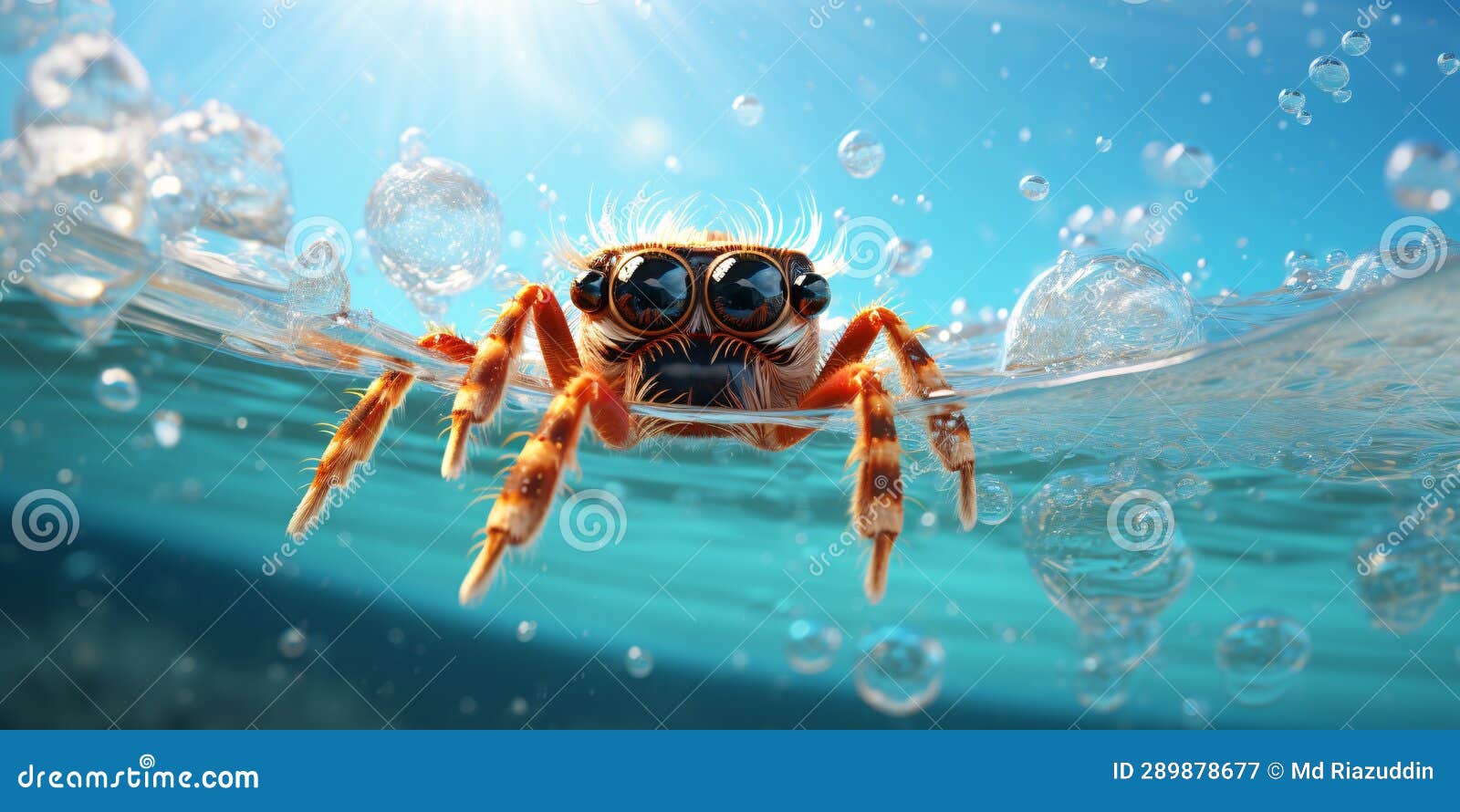 Spider Surfing on Sea stock illustration. Illustration of reef - 289878677