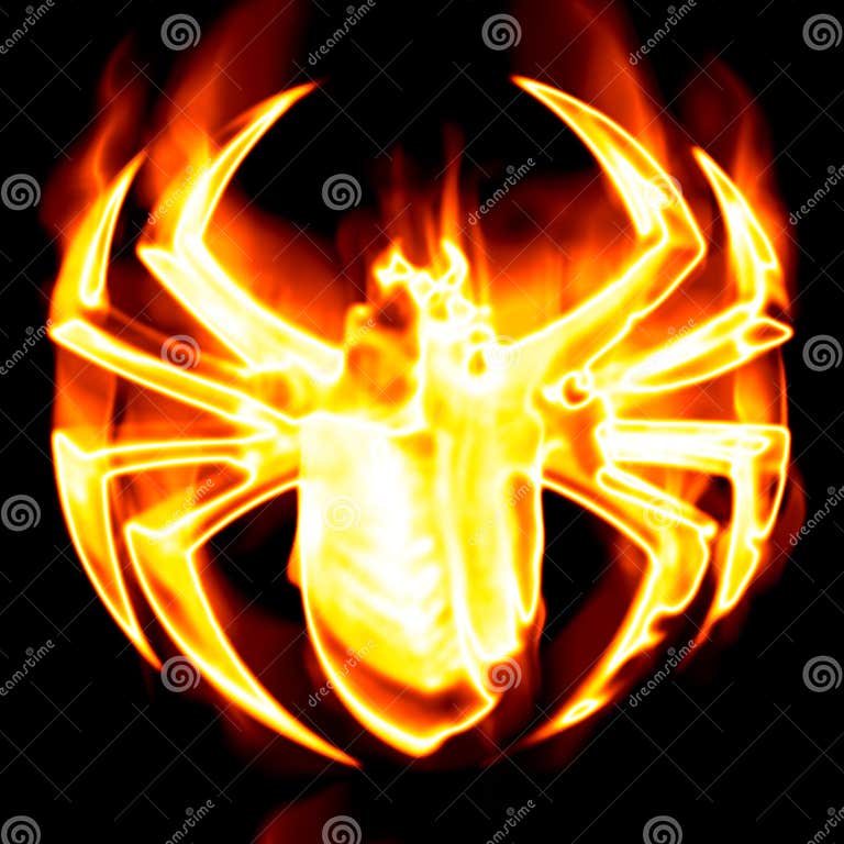 Spider surrounded by fire stock illustration. Illustration of concept ...