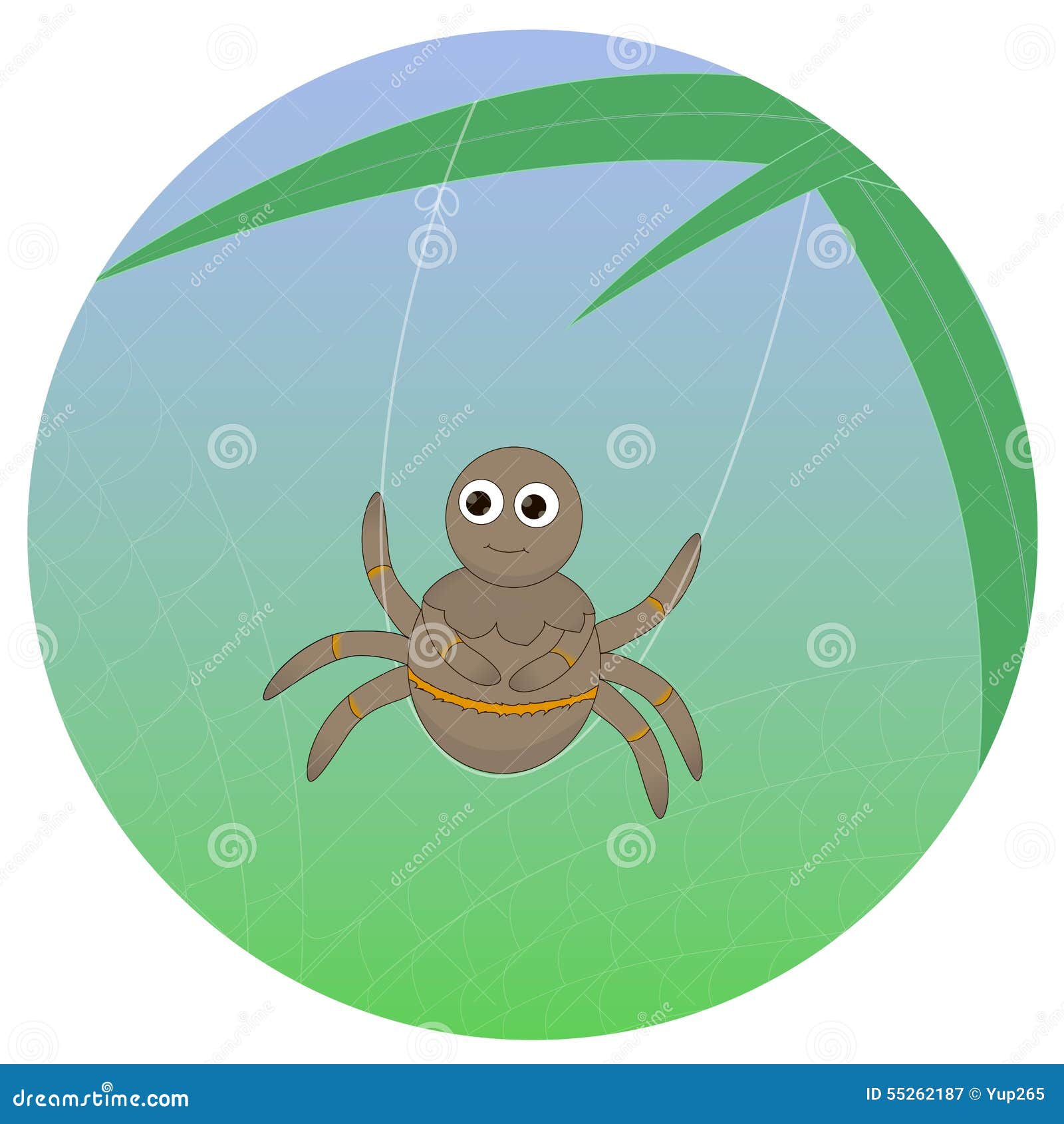 Spider Swinging on the Spiderweb Stock Illustration - Illustration of ...