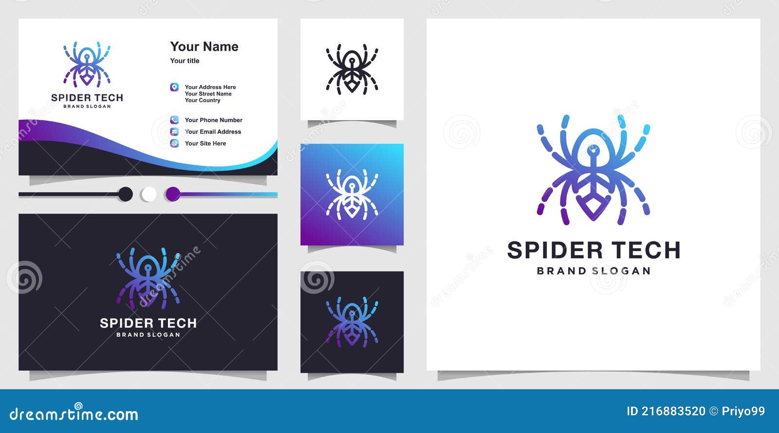 Spider Tech Logo Design Cartoon Vector | CartoonDealer.com #245963173