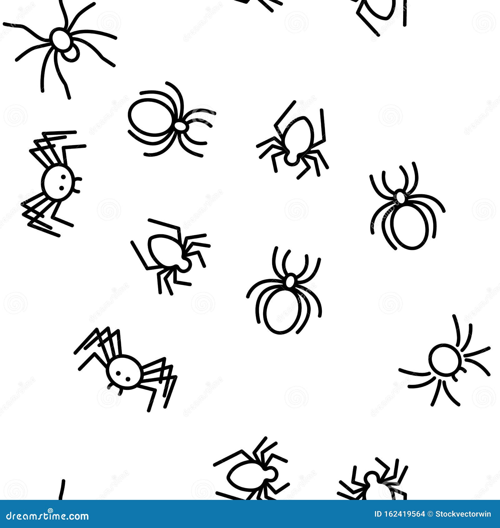 Spider Vector Seamless Pattern Stock Vector - Illustration of linear ...