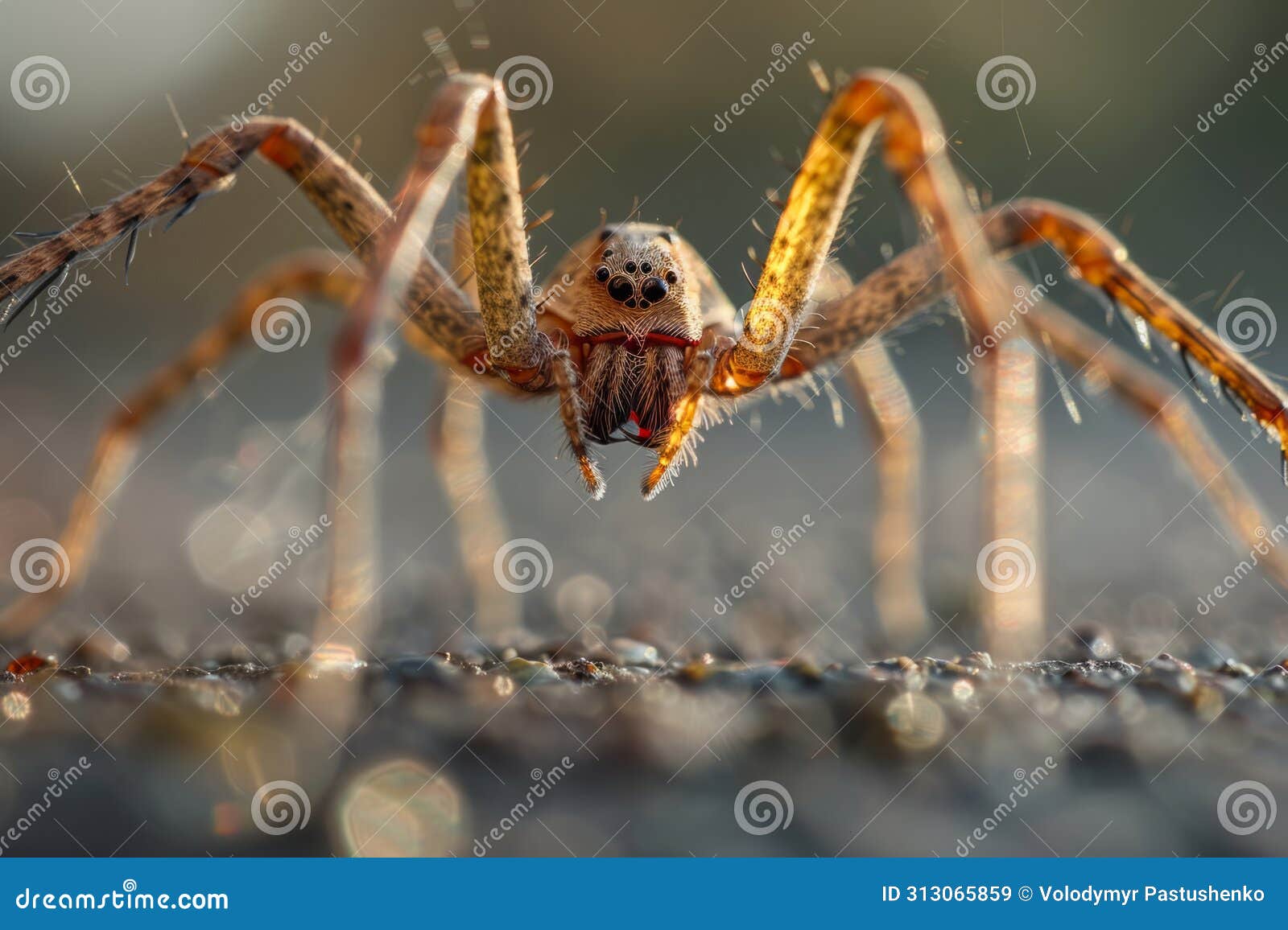 A Spider is Walking on the Ground with Its Legs Extended Stock Image ...