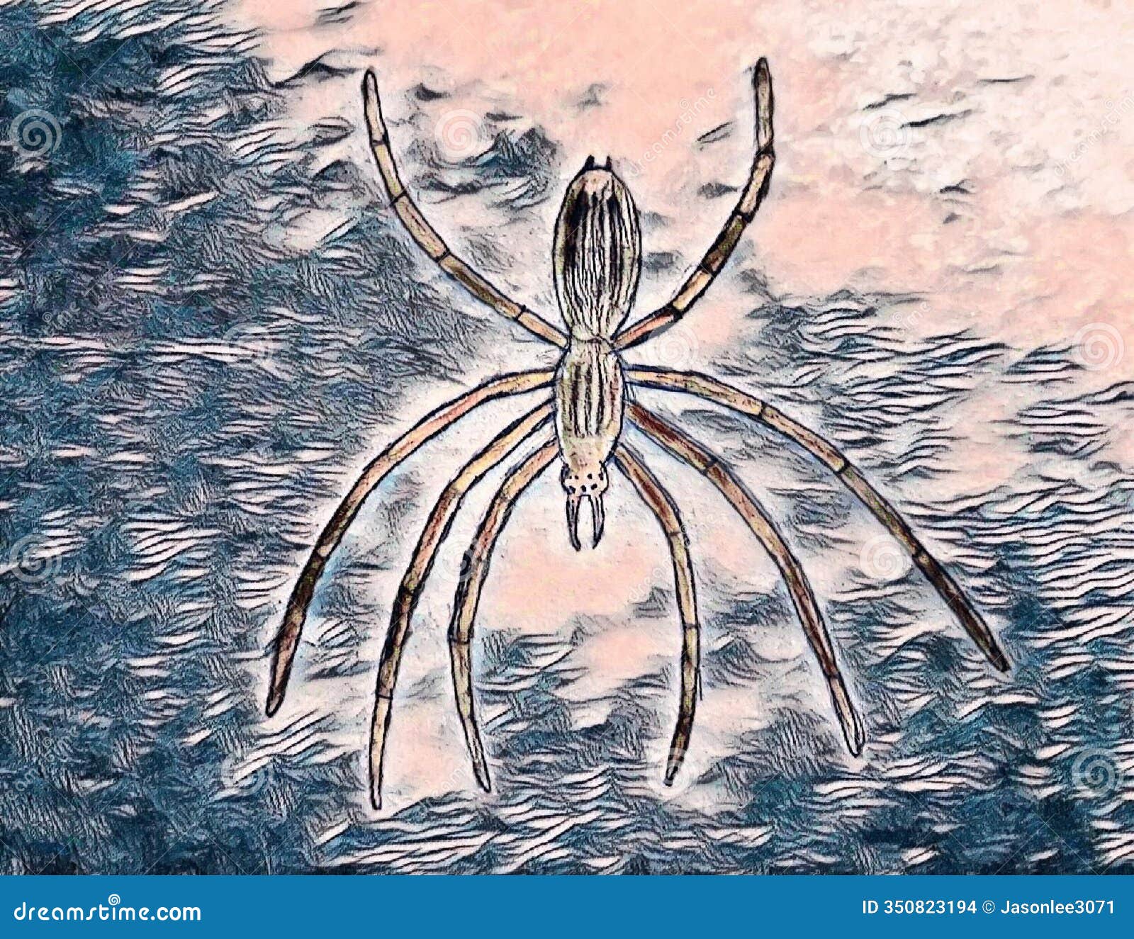 Spider on a wall stock illustration. Illustration of drawing - 350823194