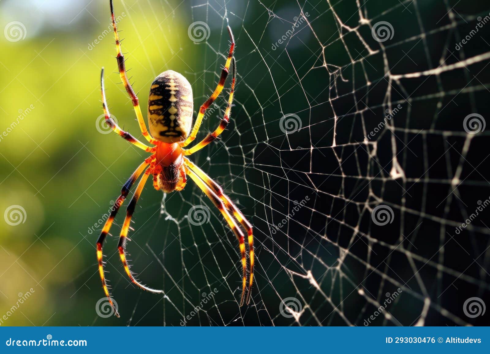A spider weaving its web stock photo. Image of weaving - 293030476