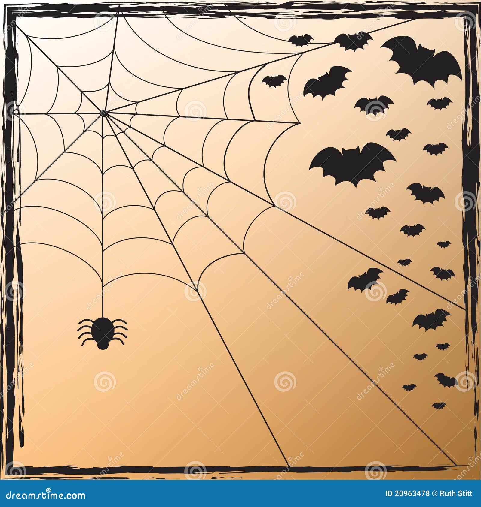 Spider Web and Bats stock vector. Illustration of moon - 20963478