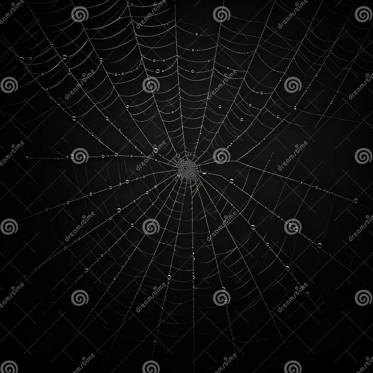Spider Web On Black Background Illustration Ai Generative Stock Illustration Illustration Of