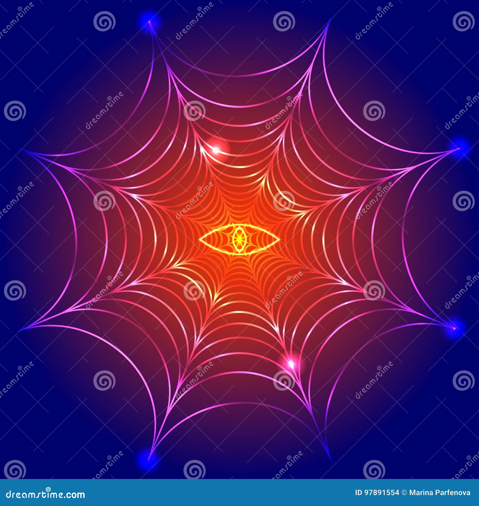 Spider Web, Cobweb with Fire Eye Stock Vector - Illustration of detail ...