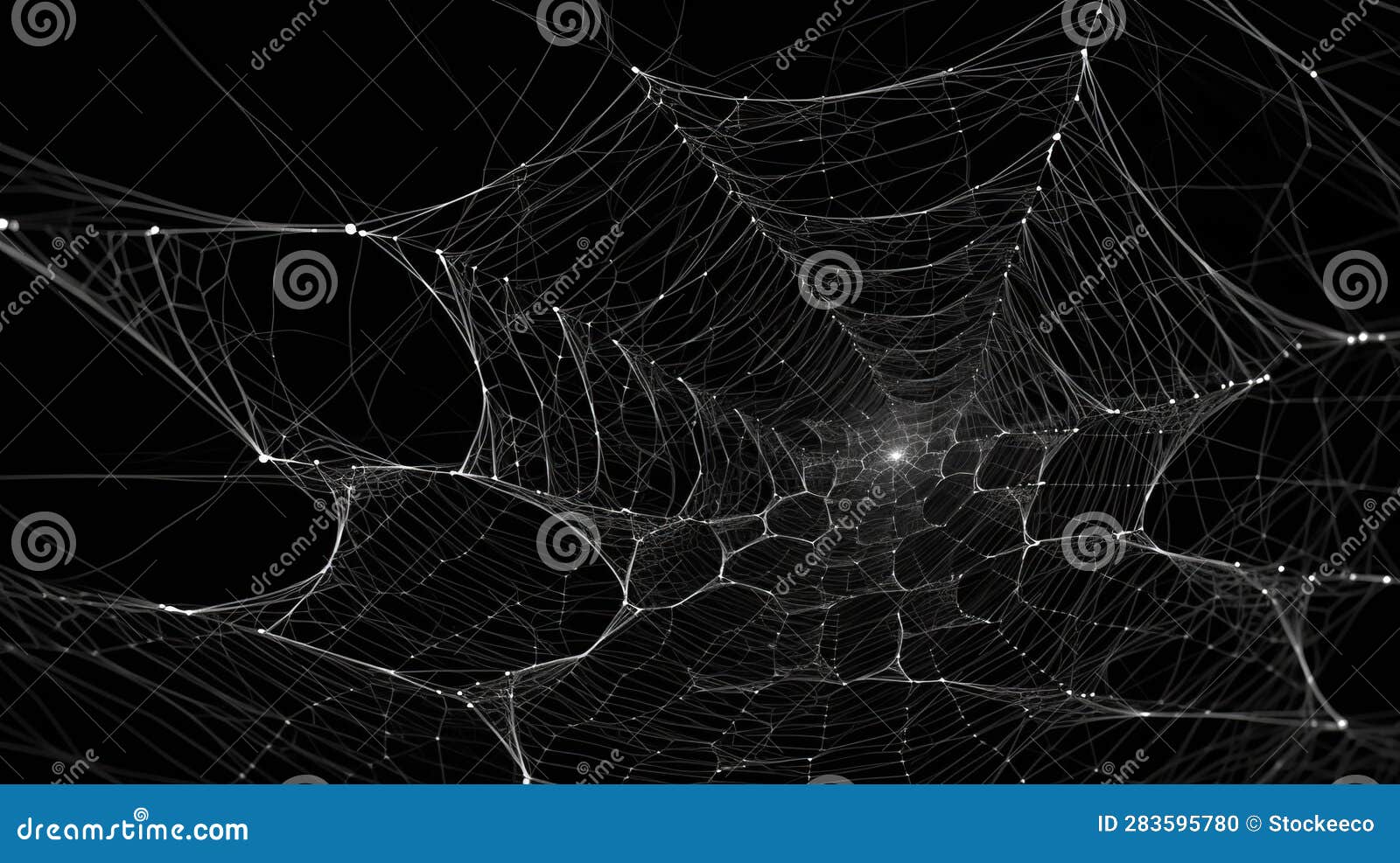 Intricate 3d Spider Web Illustration On Black Background Royalty-Free ...