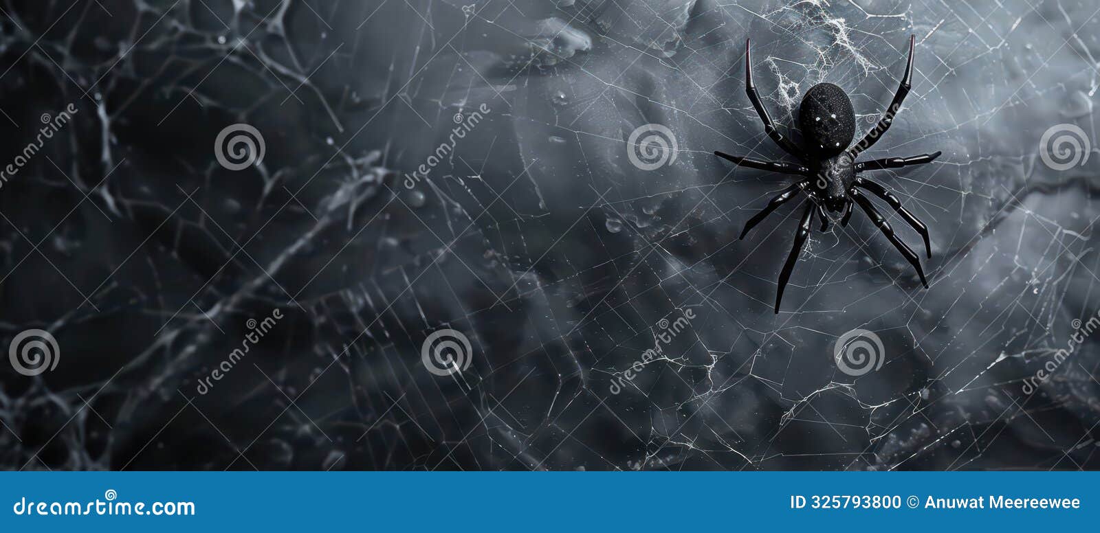 Spider Web with Creepy Spider, Matte Surface, Copy Space Stock Photo ...