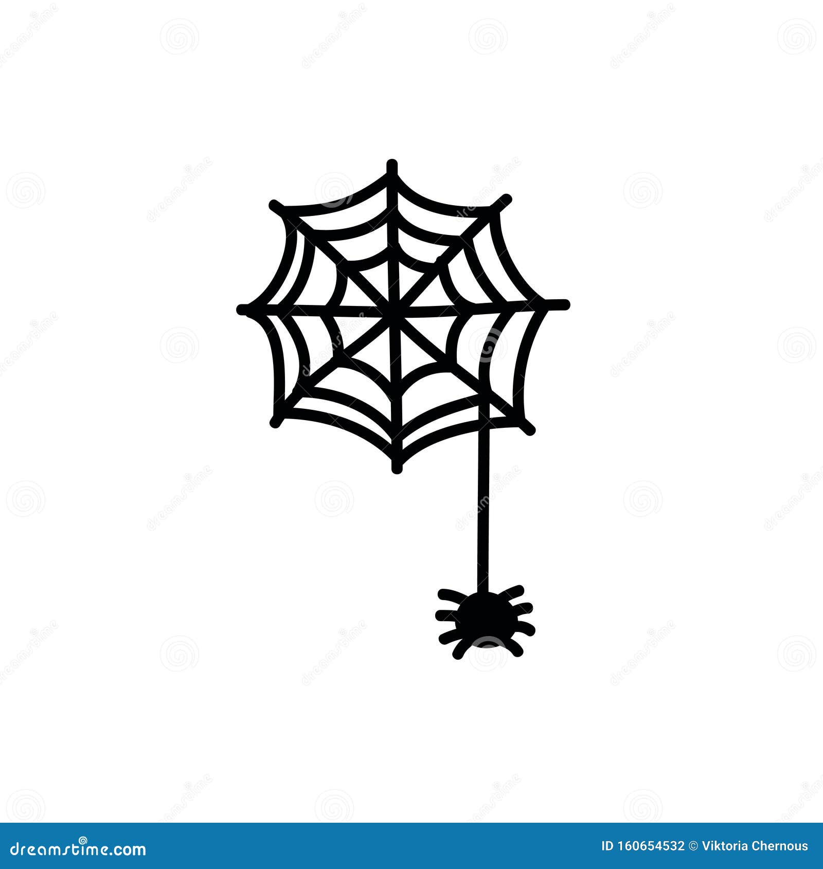 Spider with Web Doodle Icon, Vector Illustration Stock Illustration ...