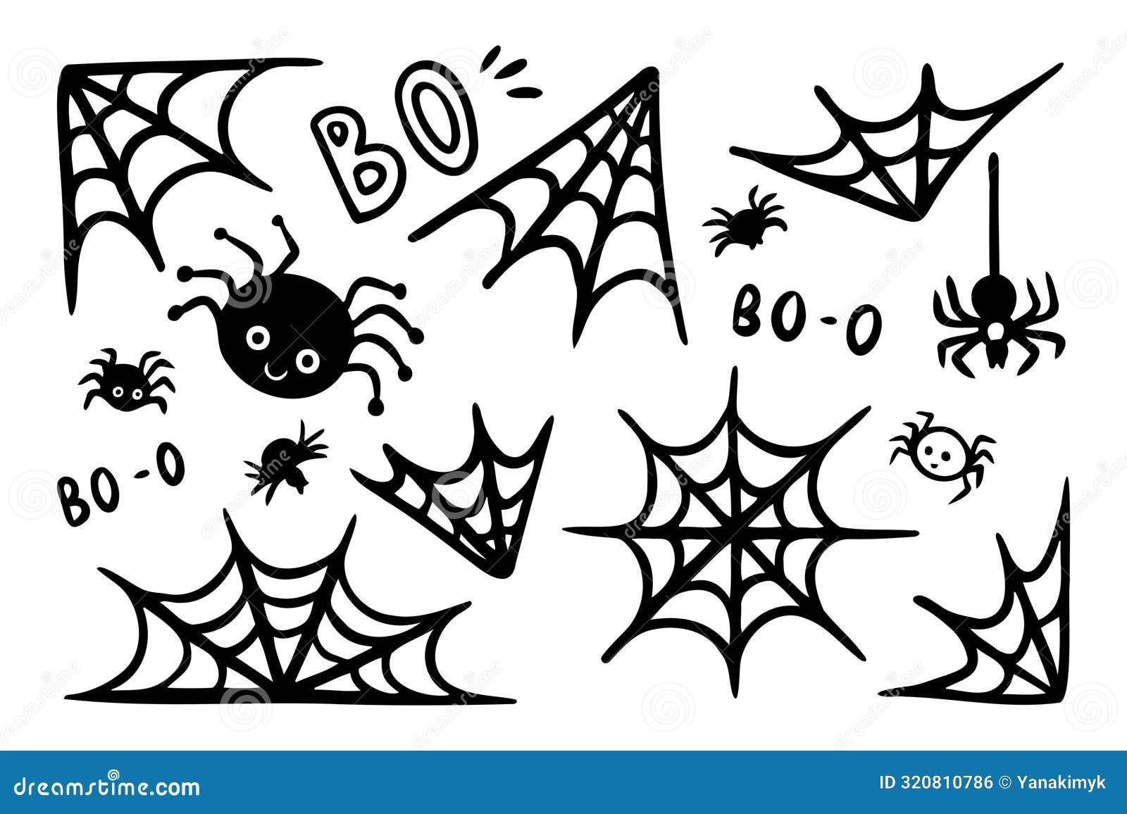 Spider Web Doodle Icons Halloween Decoration Set. Monochrome Cobweb ... Spider Web Doodle Icons Halloween Decoration Set. Monochrome Cobweb ...