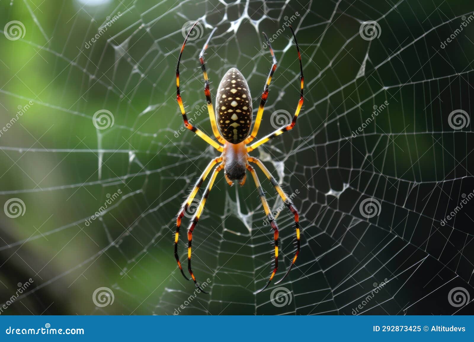 A Spider on a Web Exhibiting Its Predatory Stance Stock Image - Image ...