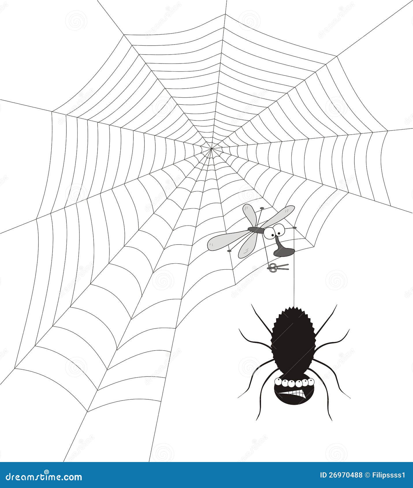 Spider web with fly stock illustration. Illustration of intelligence ...