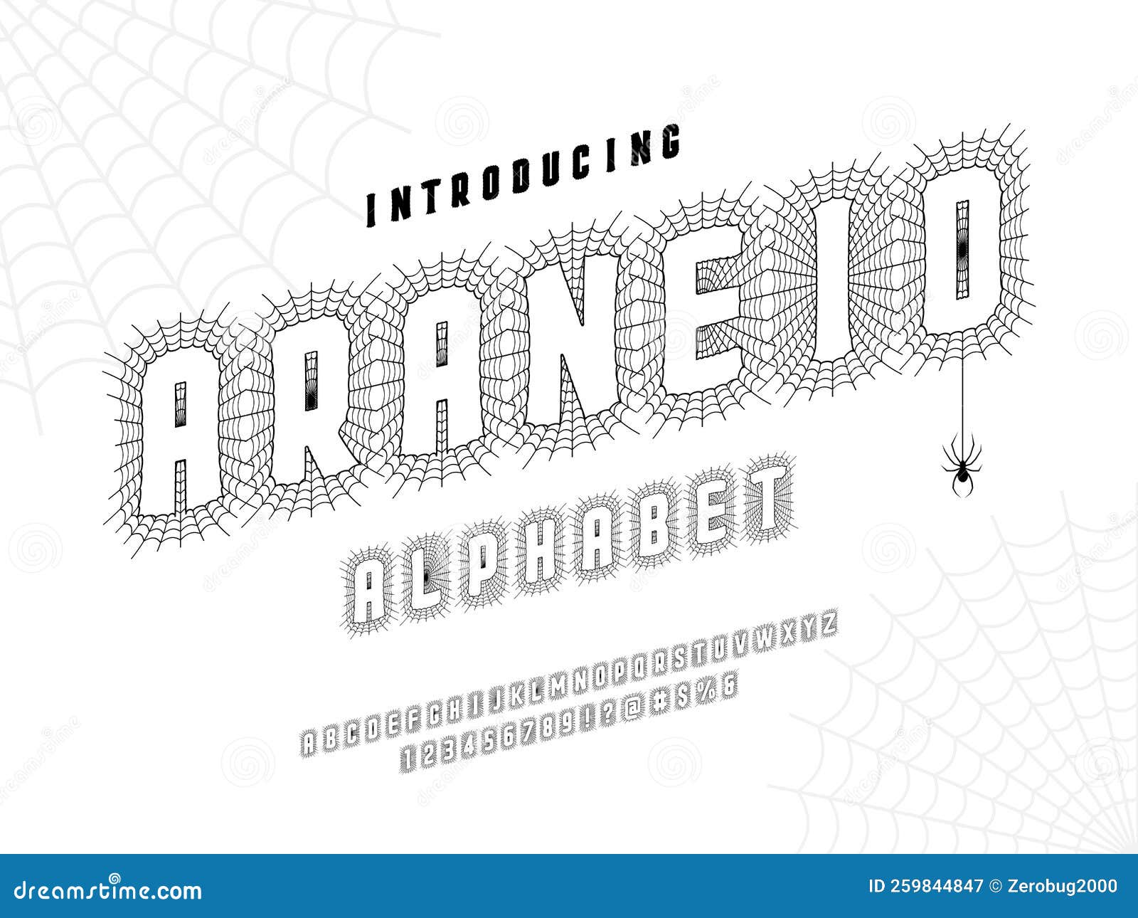 Spider web font stock vector. Illustration of drawing - 259844847