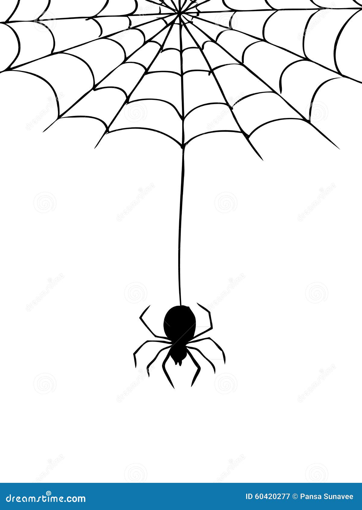 Spider and web stock vector. Illustration of danger, doodle - 60420277