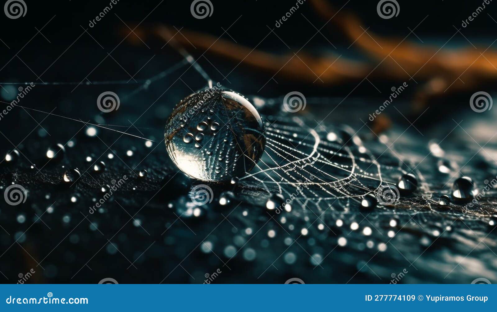 Spider Web Glistens with Dewdrop Raindrops Generated by AI Stock ...