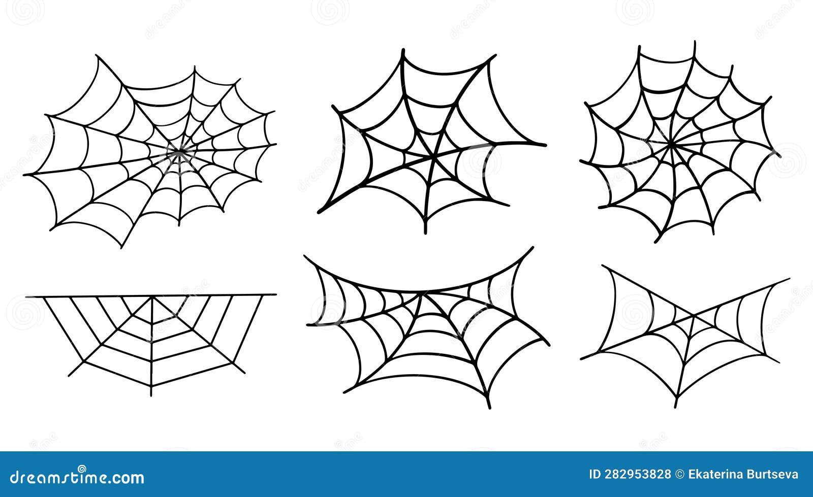 Vector Cobweb Horizontal Banner With Hanging Spiders On Black Grunge ...