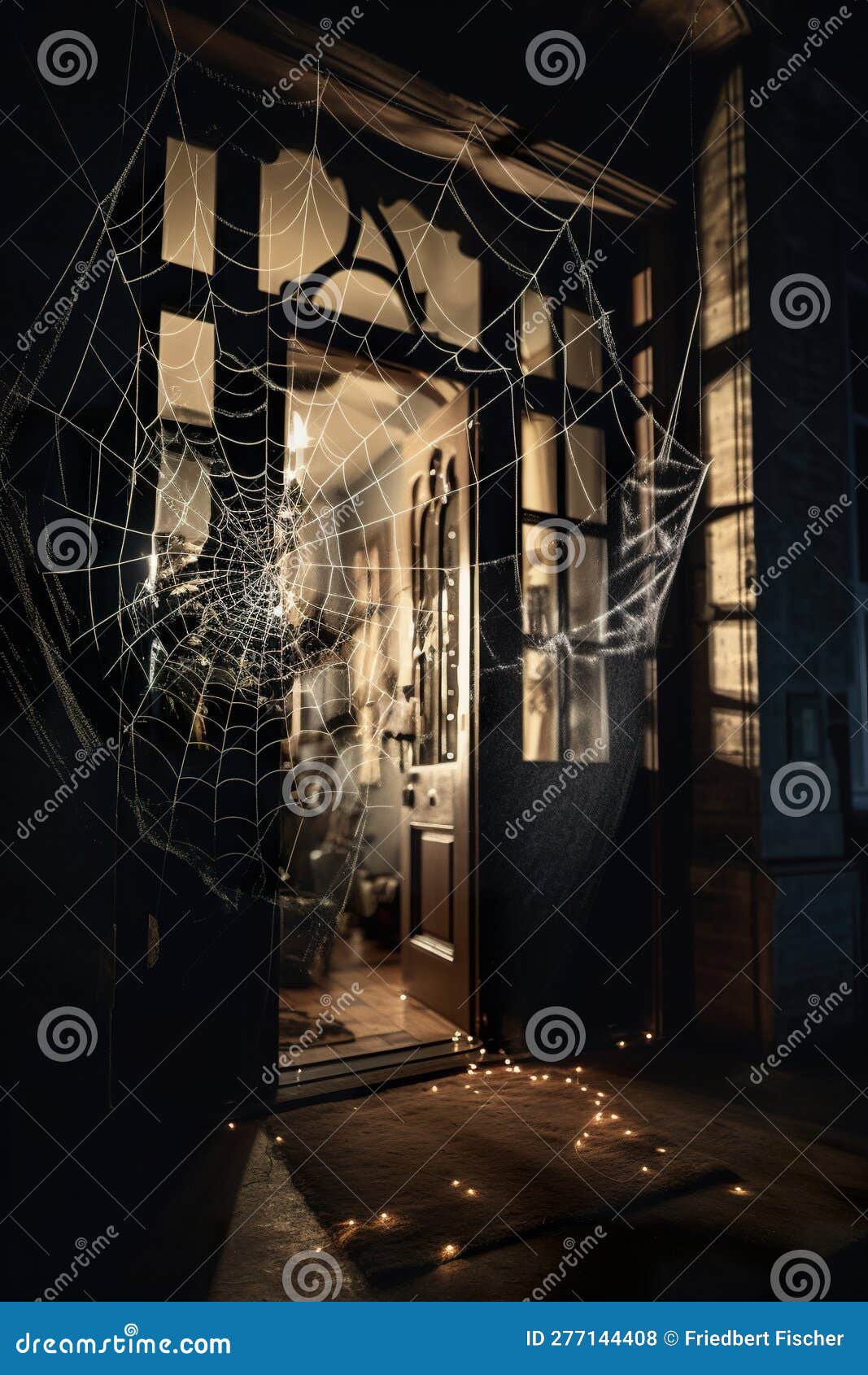 A Spider Web Hanging from the Side of a Door. Generative AI Image ...