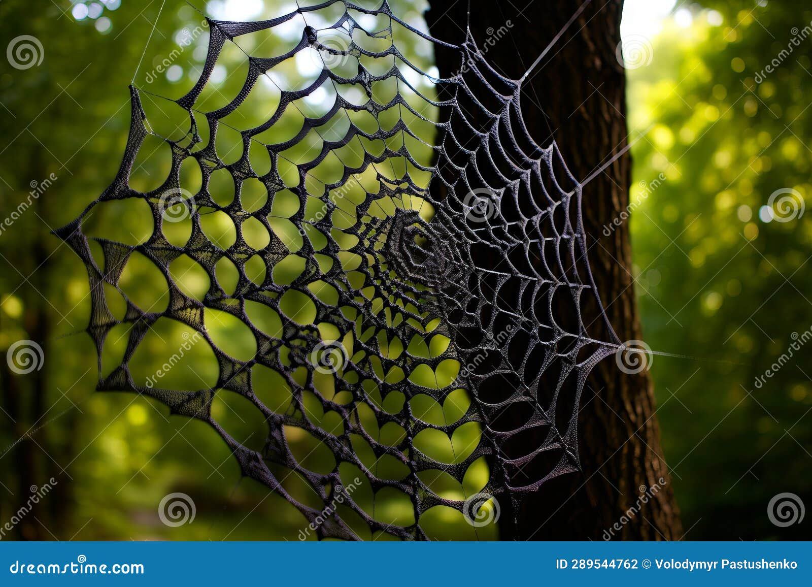 Spider Web is Hanging from Tree in the Woods. Generative AI Stock Photo ...