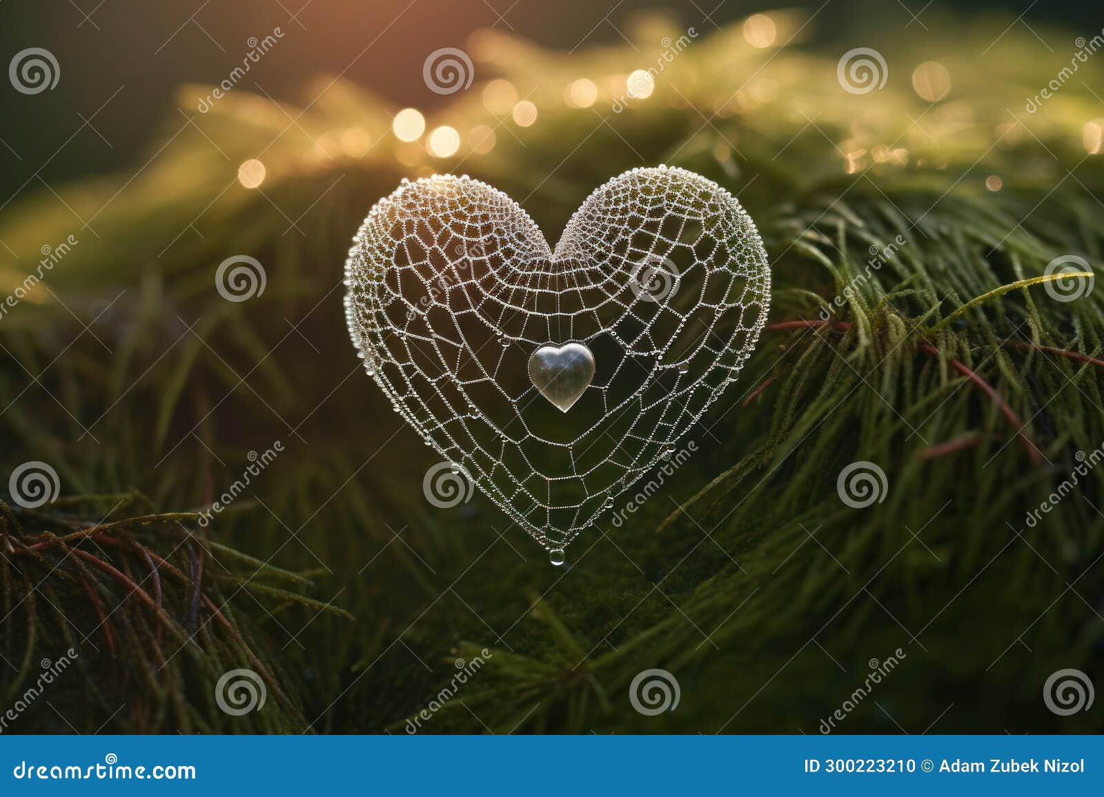A Spider Web with a Heart Shaped Object in it Stock Illustration ...