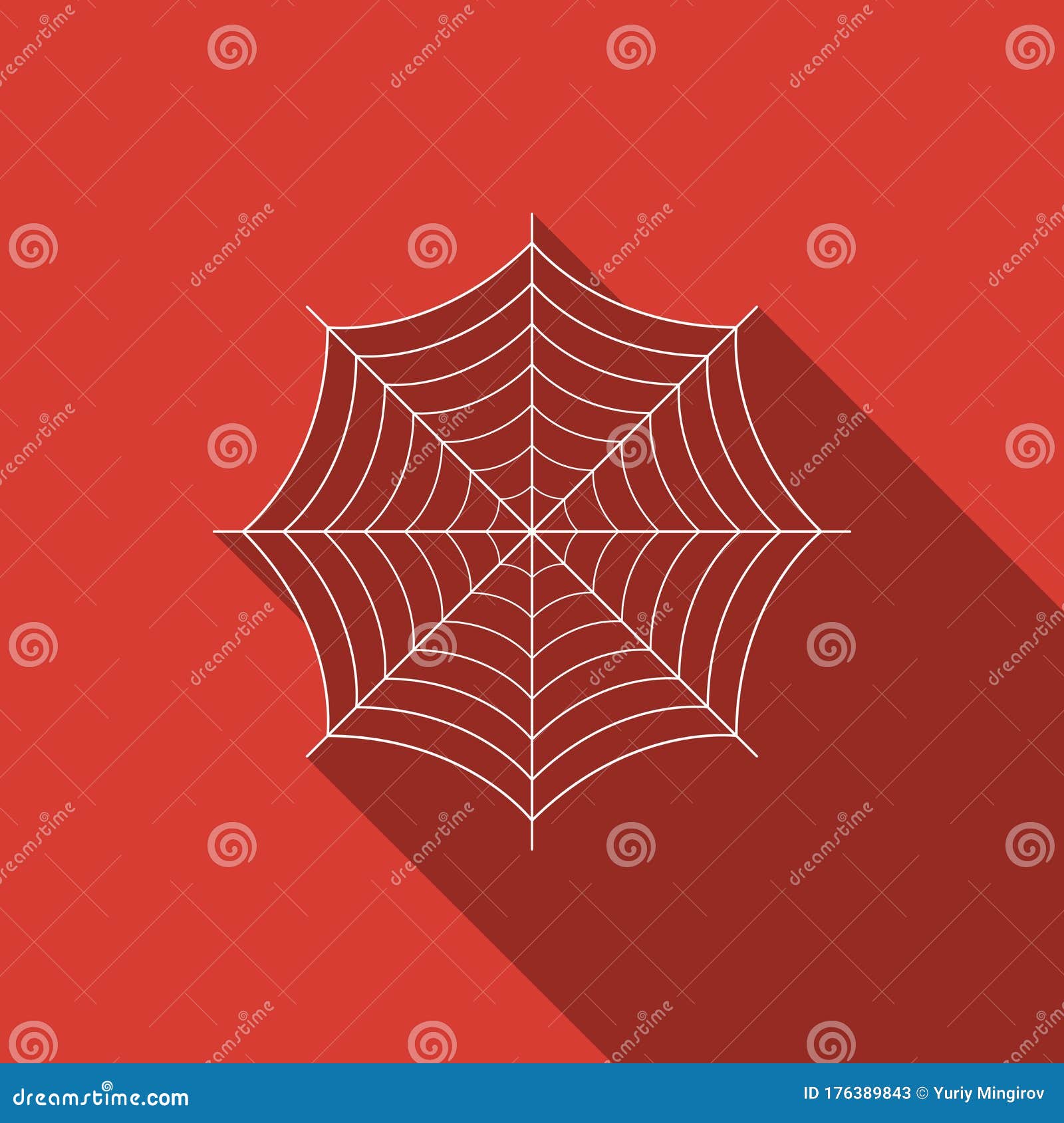 Spider Web Icon Isolated with Long Shadow. Cobweb Sign Stock Vector ...