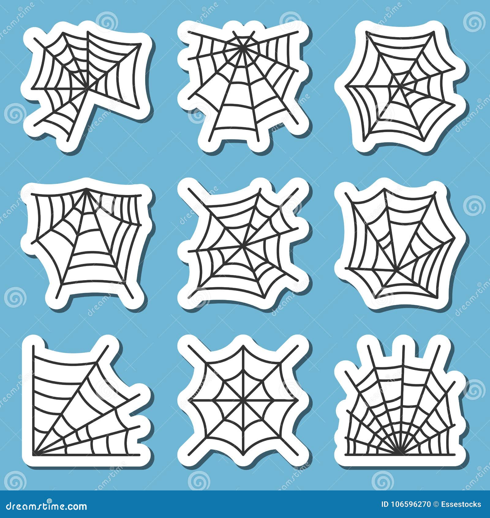 Spider Web Icon Sticker Set Stock Vector - Illustration of emblem ...