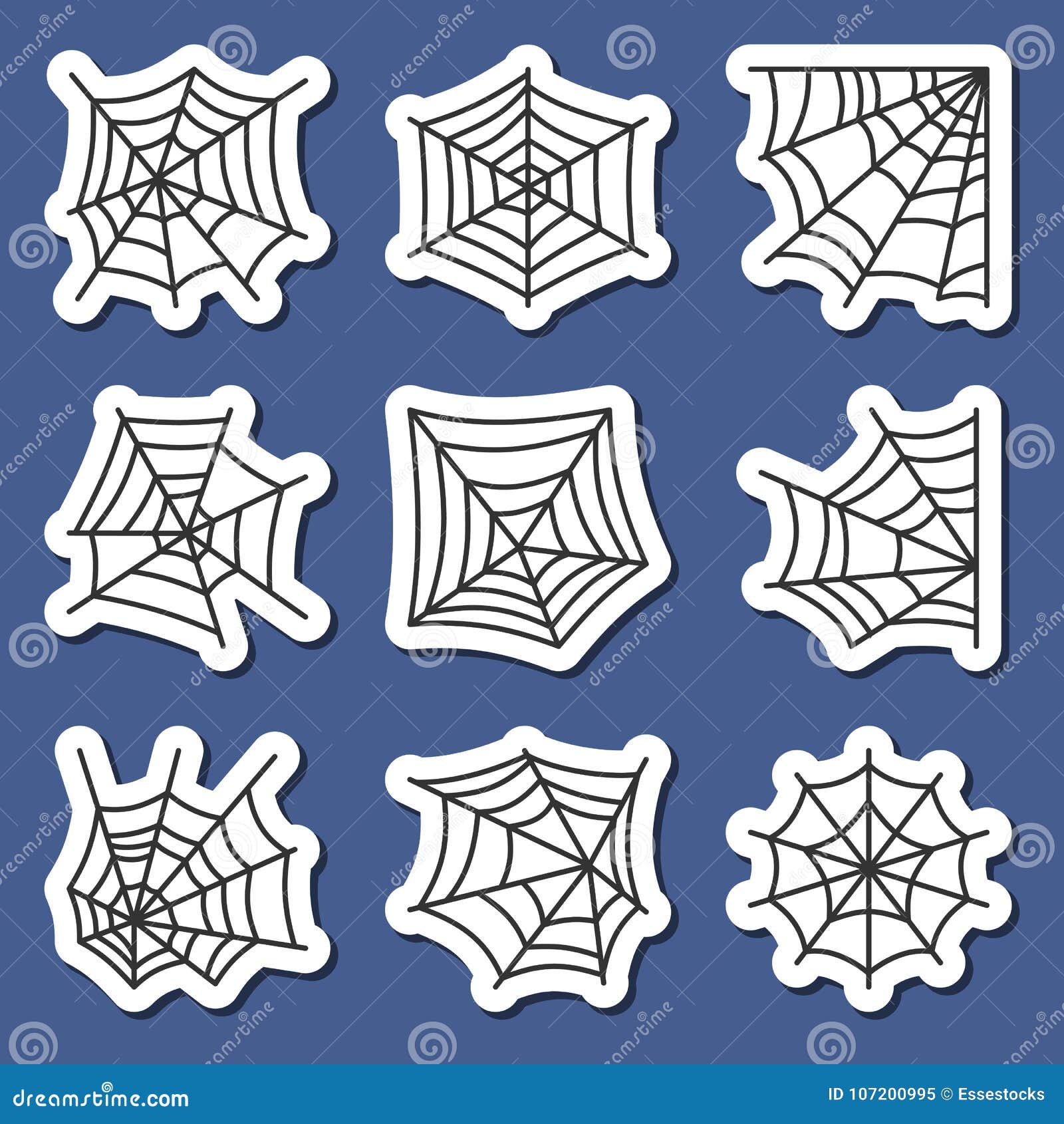 Spider Web Icon Sticker Set Stock Vector - Illustration of network ...