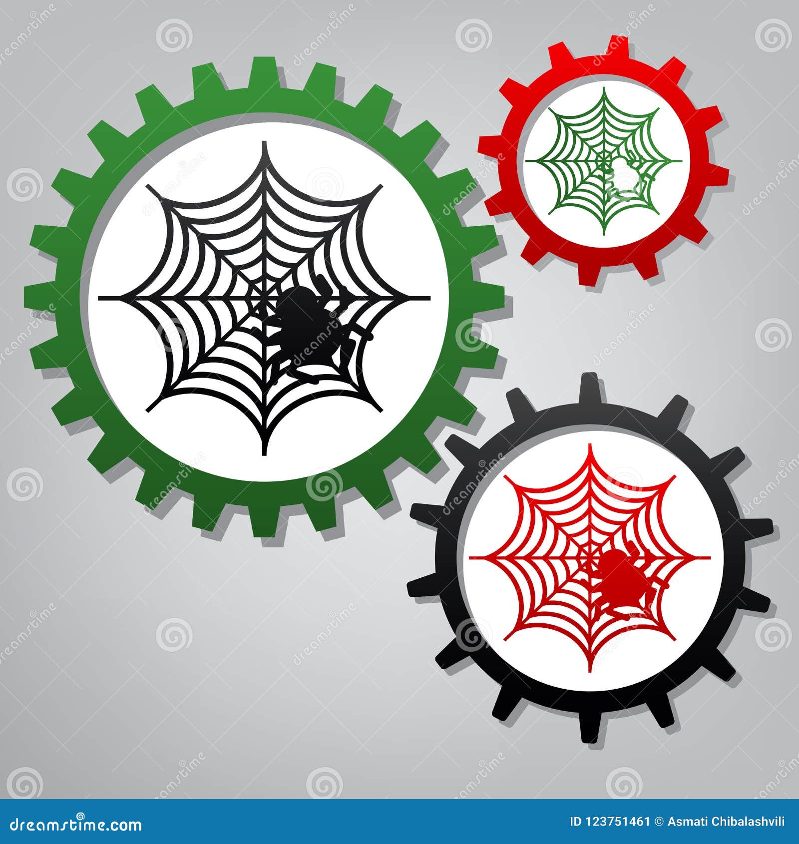 Spider on Web Illustration. Vector Stock Vector - Illustration of ...