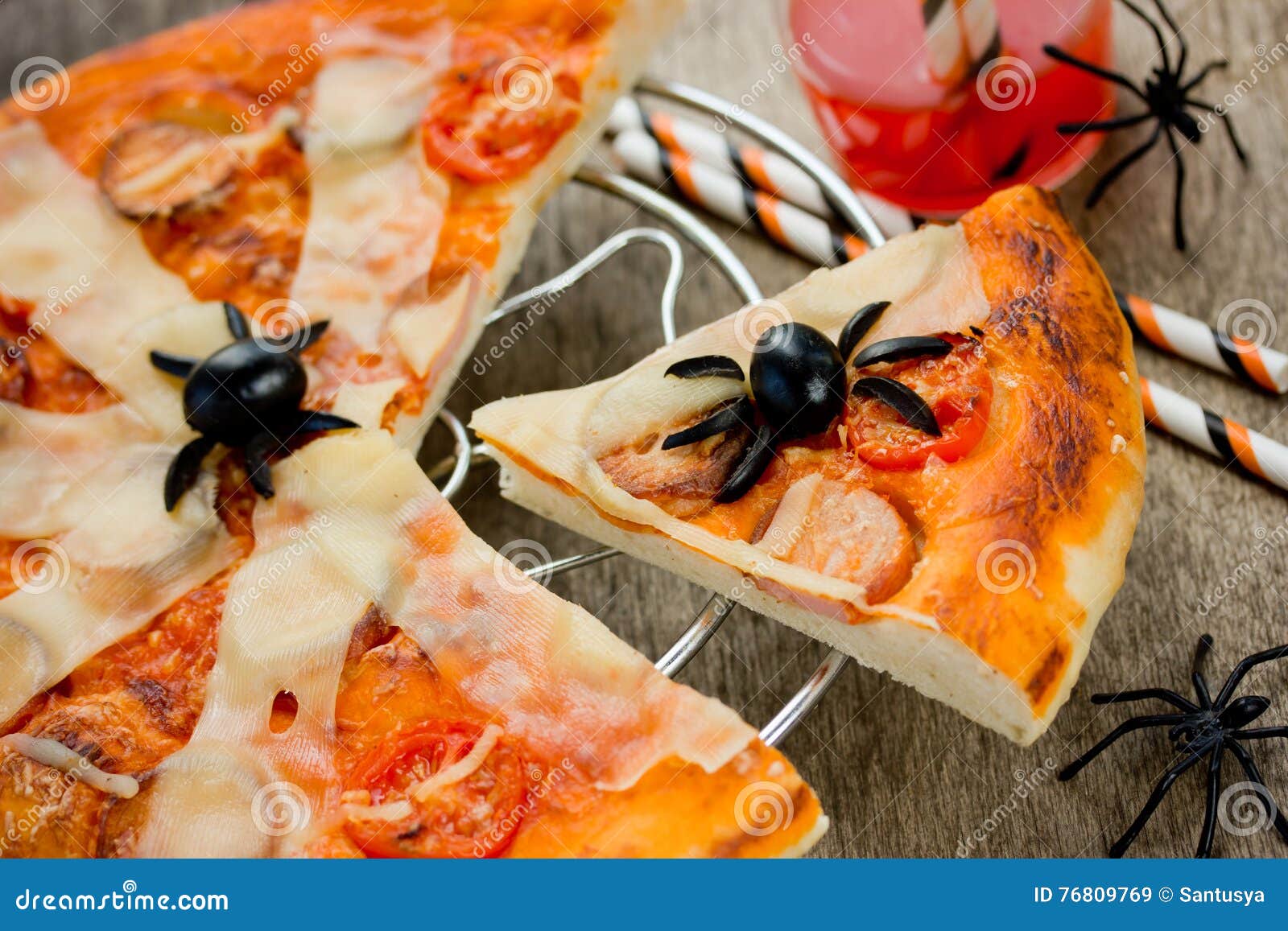 Spider Web Pizza, Fun Halloween Dinner Stock Image - Image of cheese ...