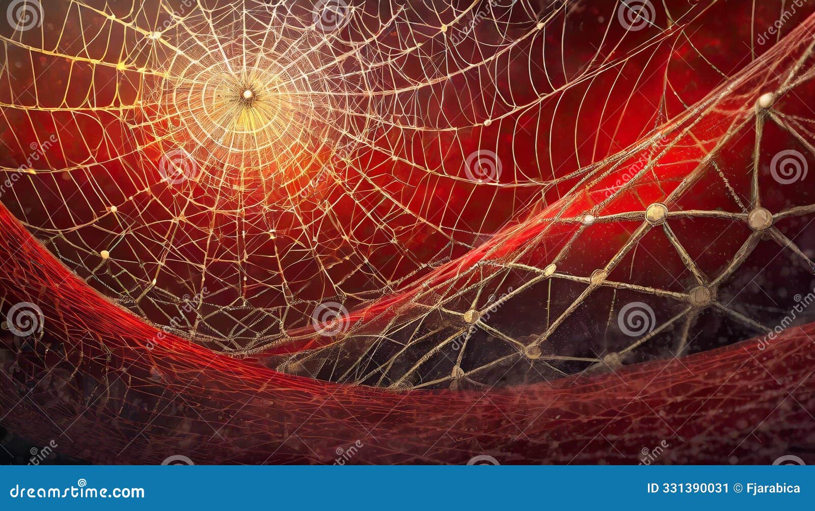Spider Web on Red with a Dark Background Stock Illustration ...