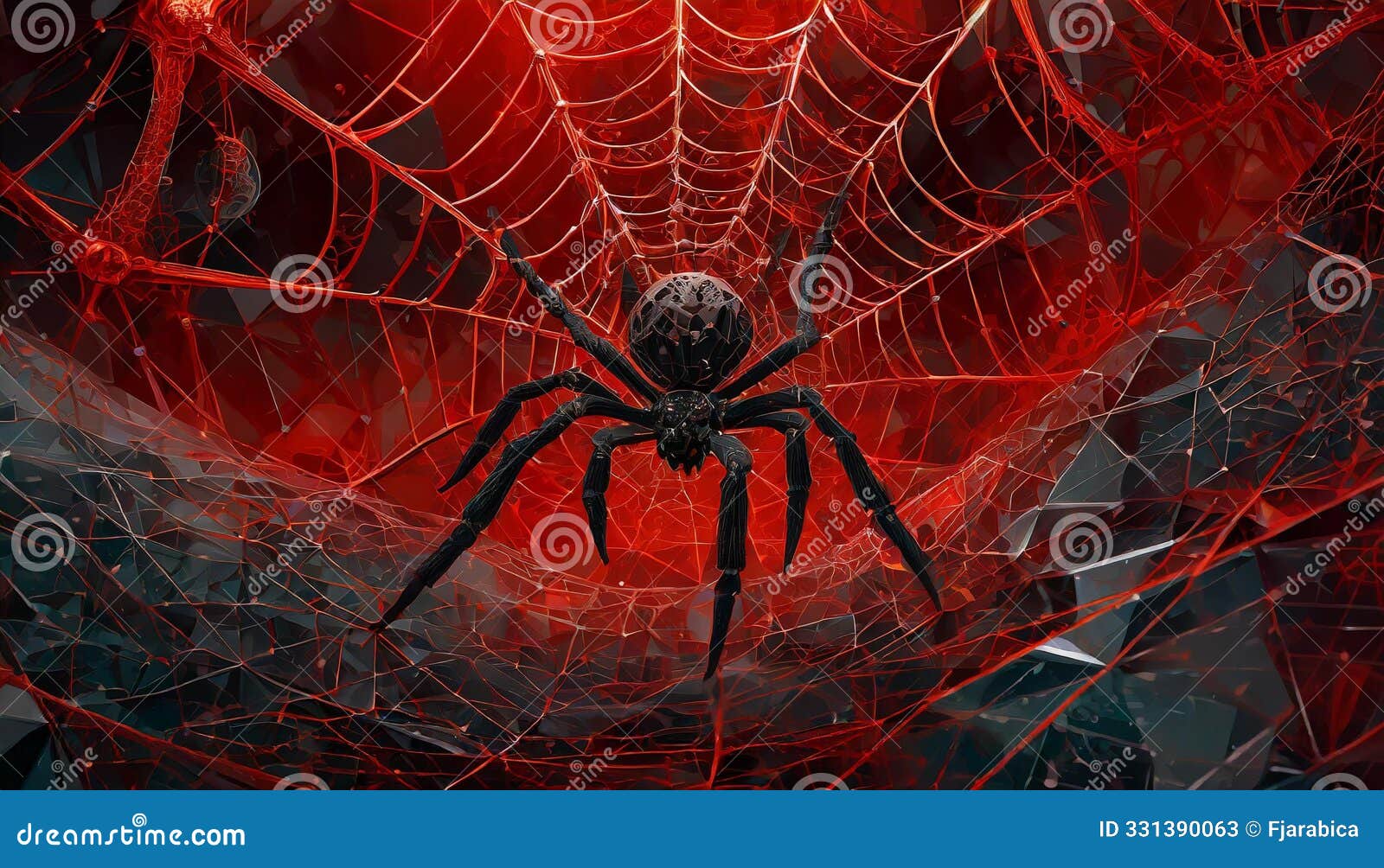 Spider Web on Red with a Dark Background Stock Illustration ...