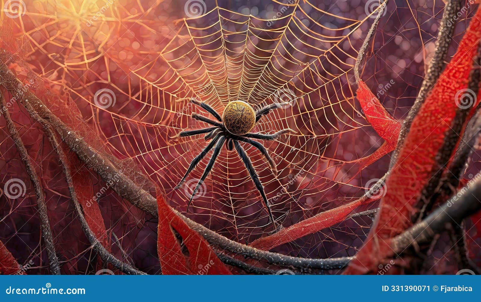 Spider Web on Red with a Dark Background Stock Illustration ...