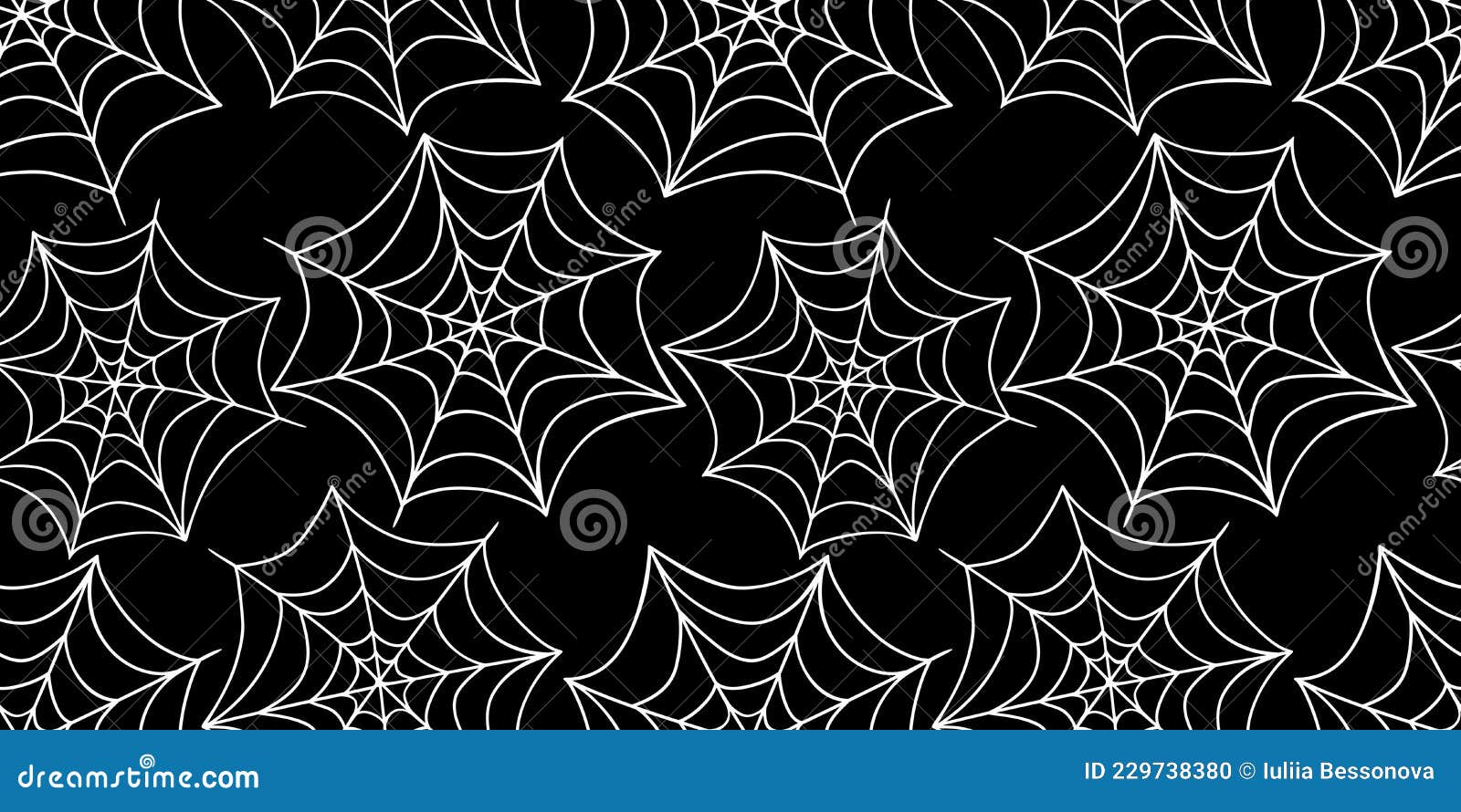 Spider Web Seamless Pattern. Vector Black and White Illustration ...