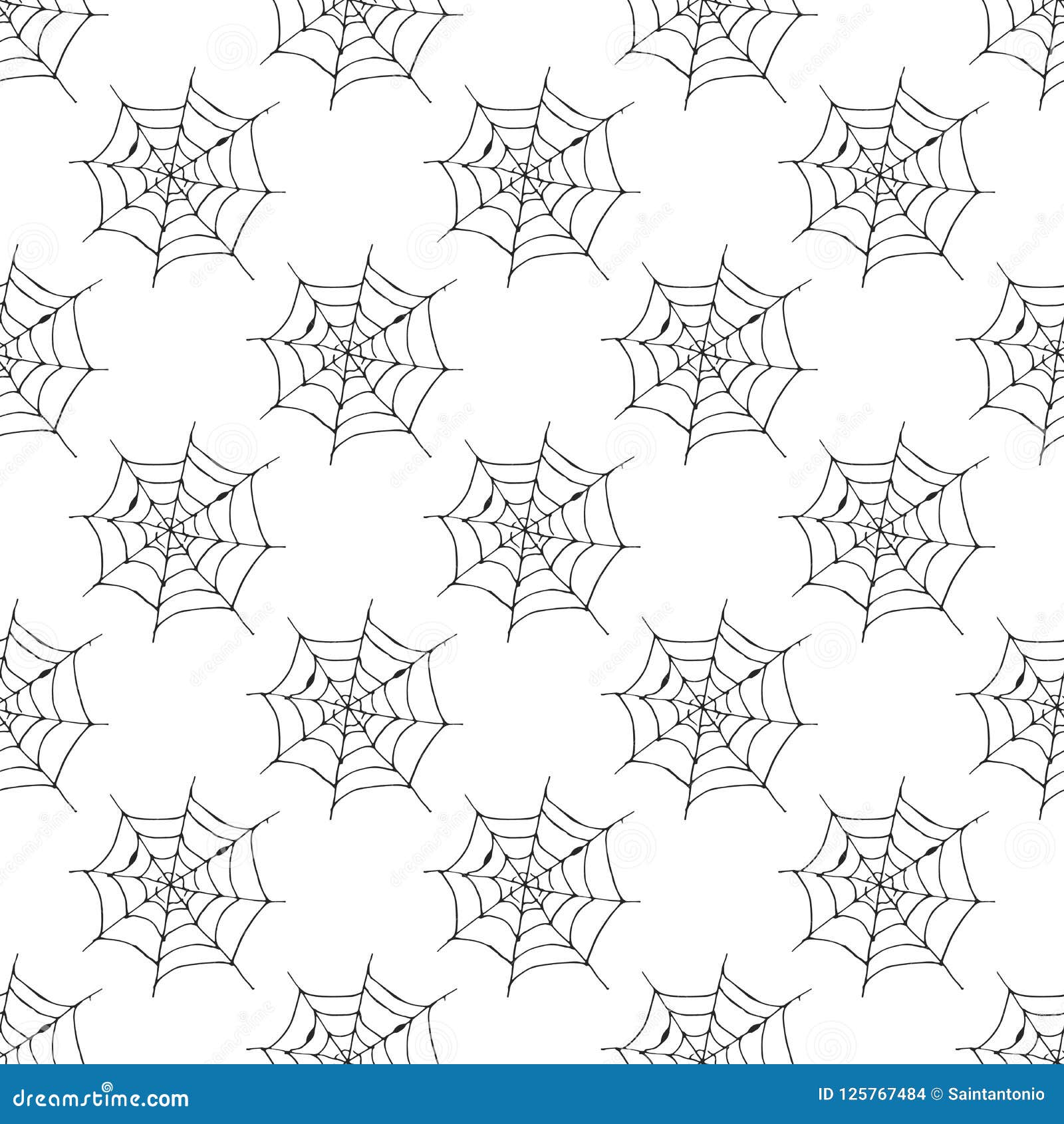 Spider Web Seamless Pattern Vector Illustration. Hand Drawn Sketched ...