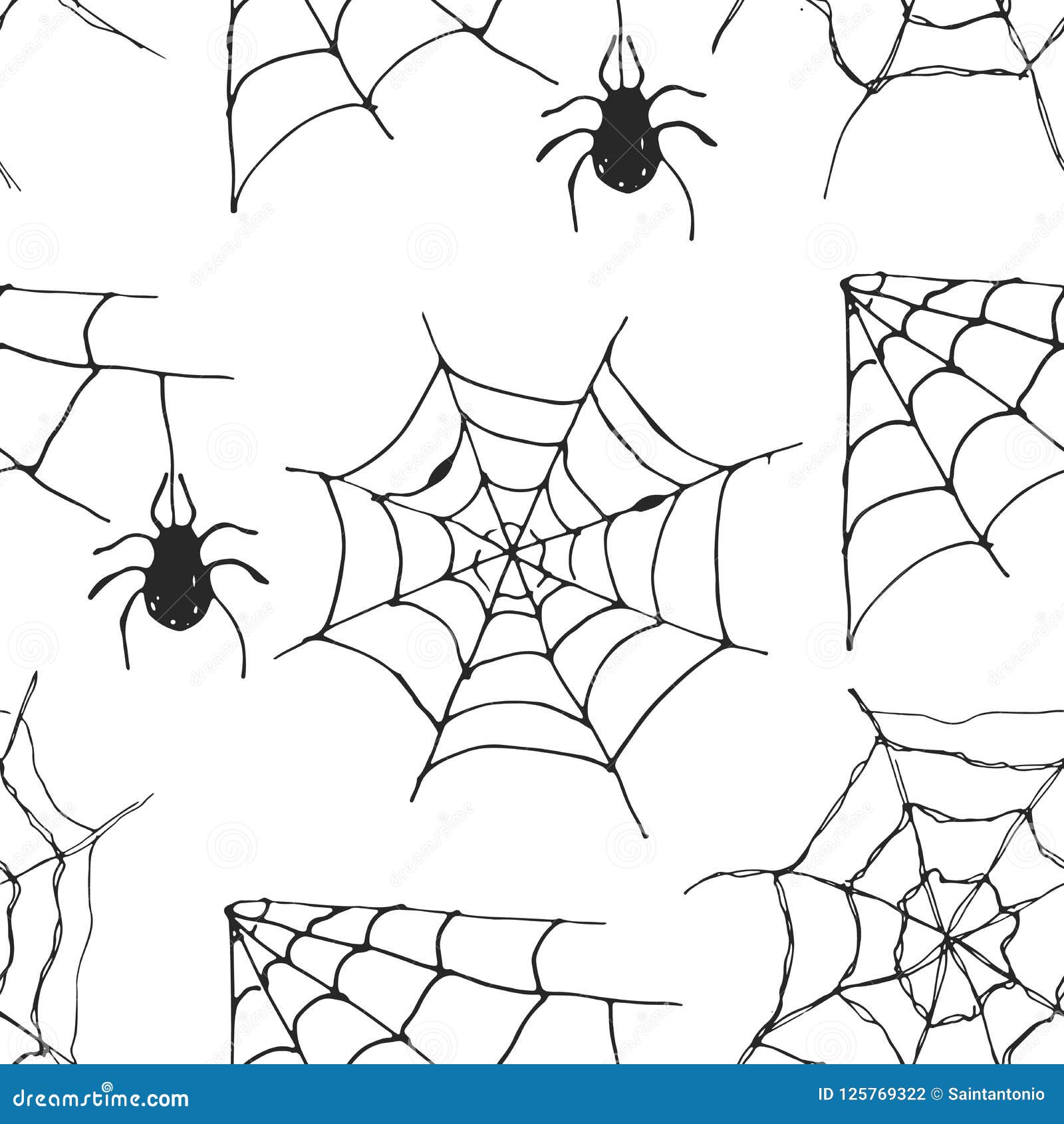 Spider Web Seamless Pattern Vector Illustration. Hand Drawn Sketched ... Spider Web Seamless Pattern Vector Illustration. Hand Drawn Sketched ...