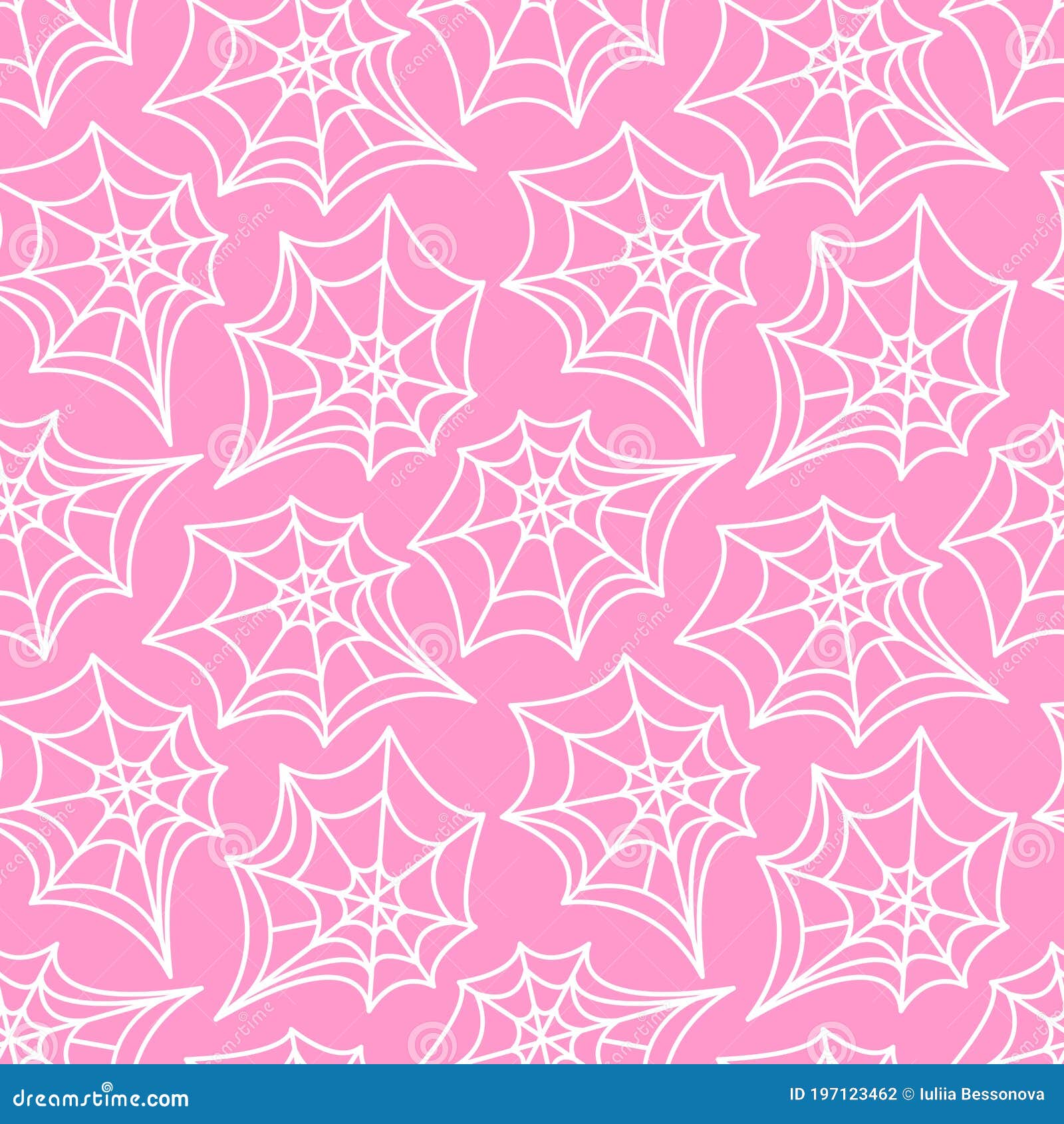 Spider Web Seamless Pattern. Vector Illustration Isolated on Pink ...