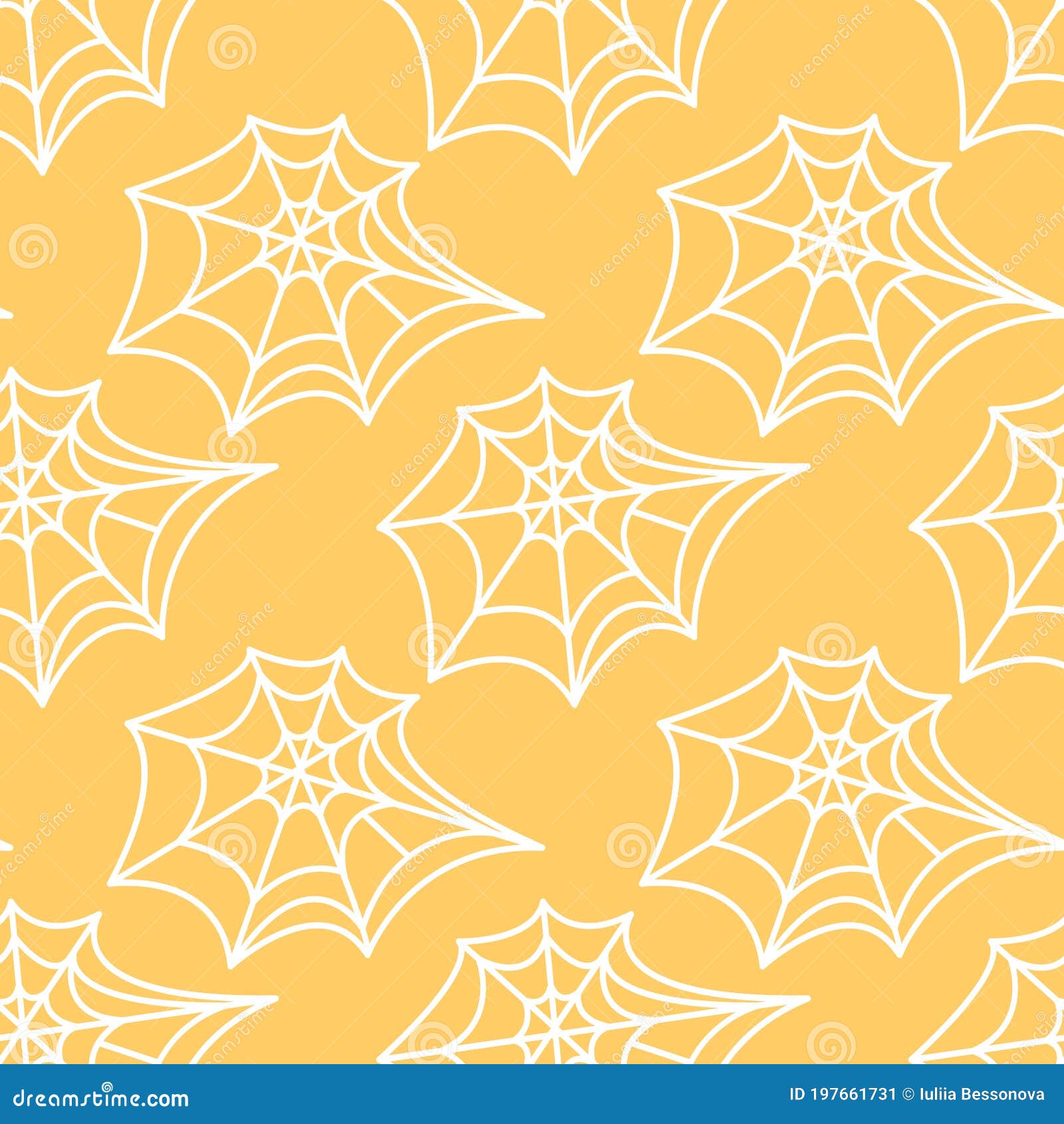 Spider Web Seamless Pattern. Vector Illustration Isolated on White ...