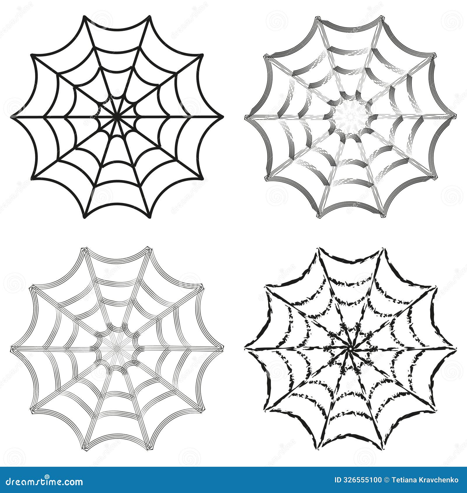 Spider Web Set. Black and White Collection. Various Web Designs ...