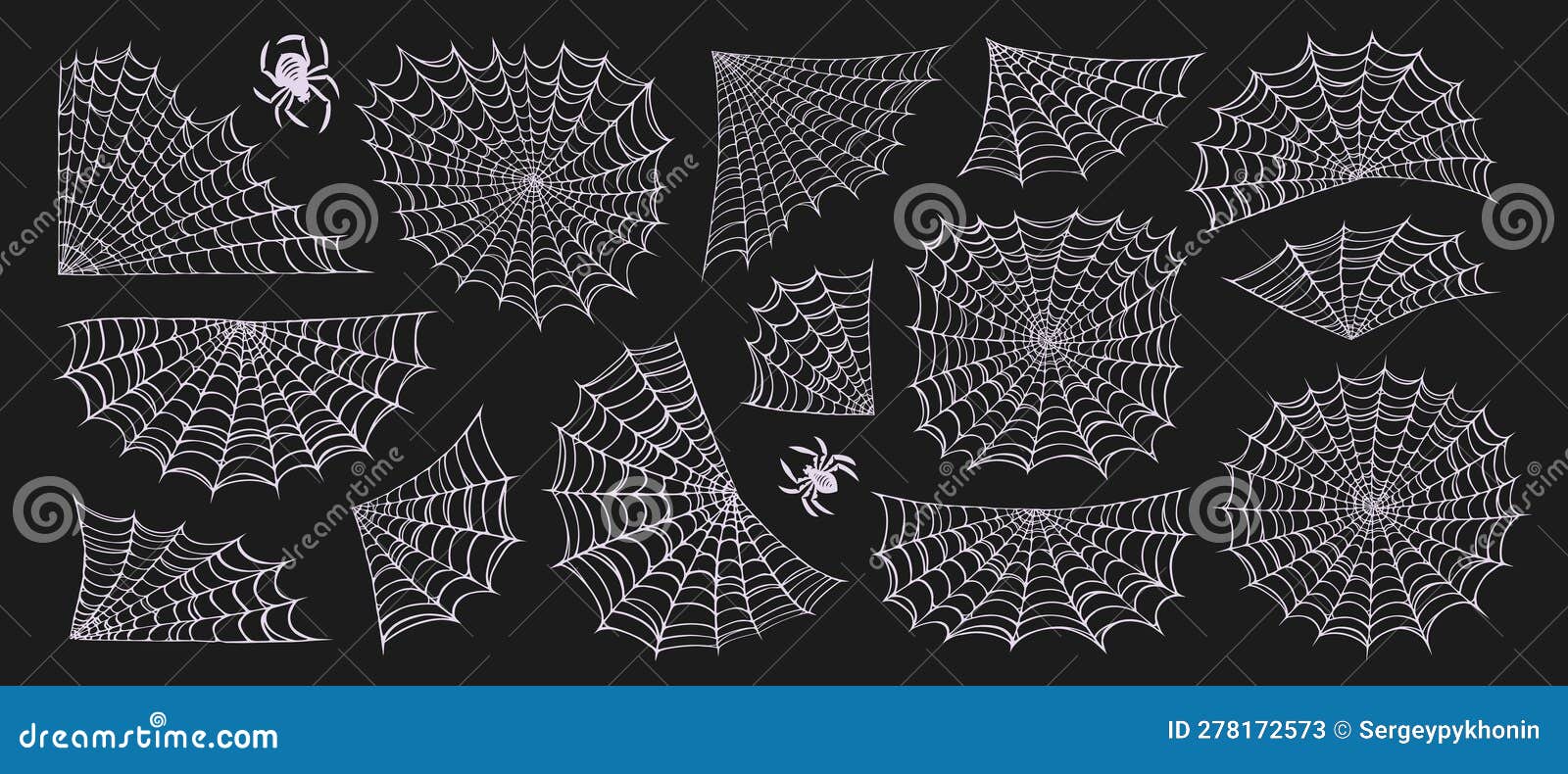 Spider and Web Set. Concept Halloween Decoration Design. Cobweb ...