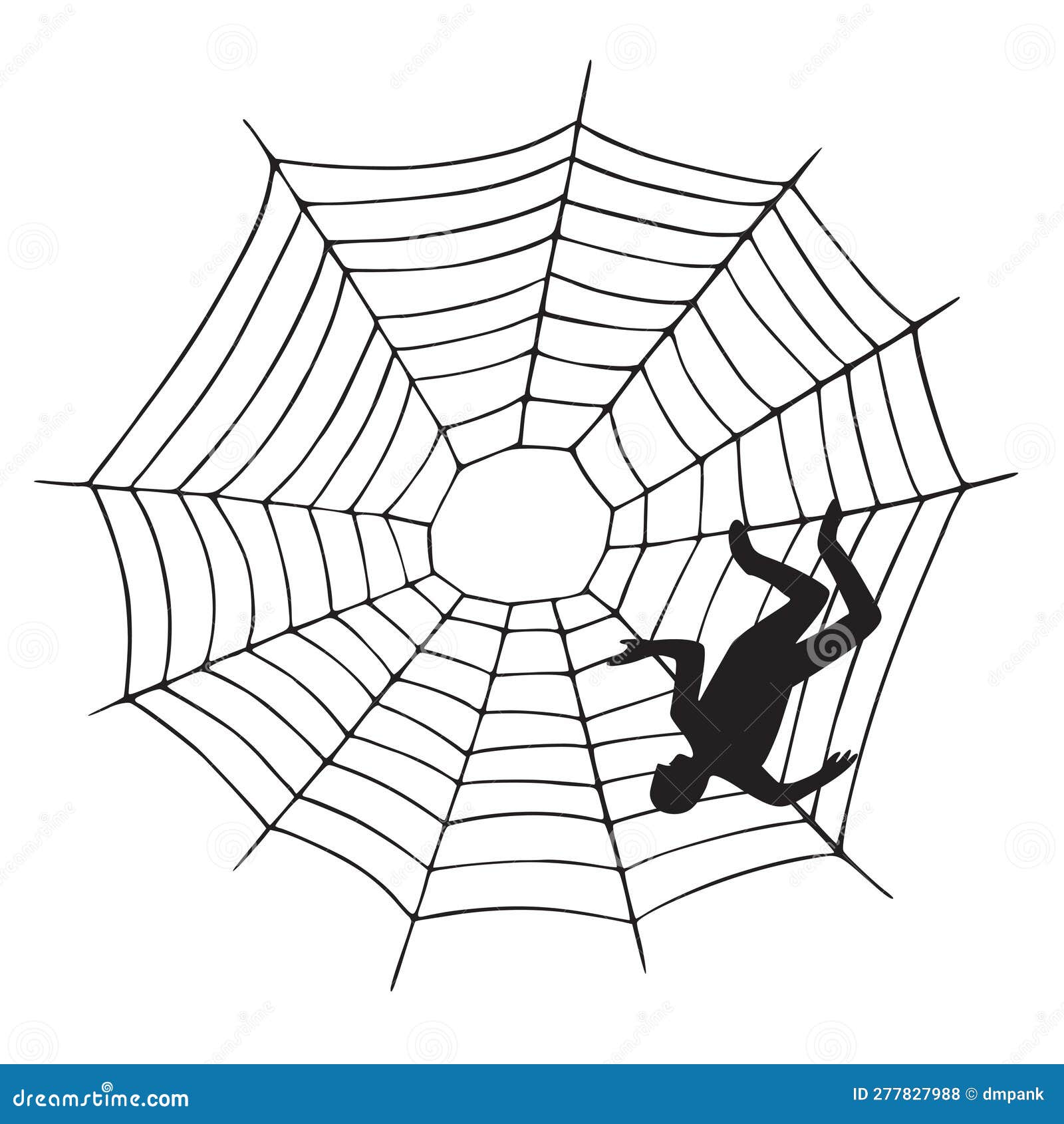 Spider Web with Silhouette of Man on White Background Stock Vector ...