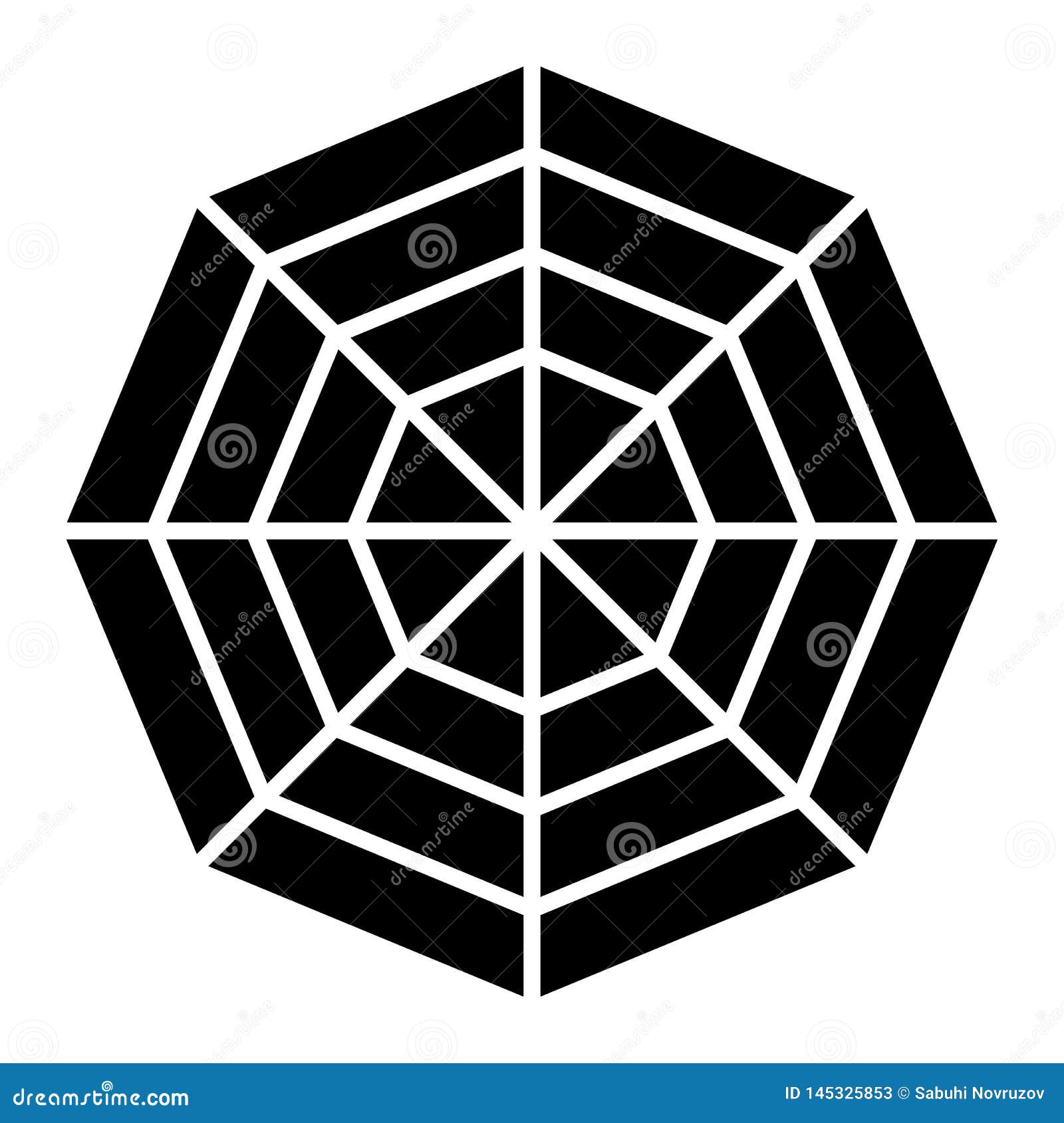 Spider Web Solid Icon. Spider Net Vector Illustration Isolated on White ...
