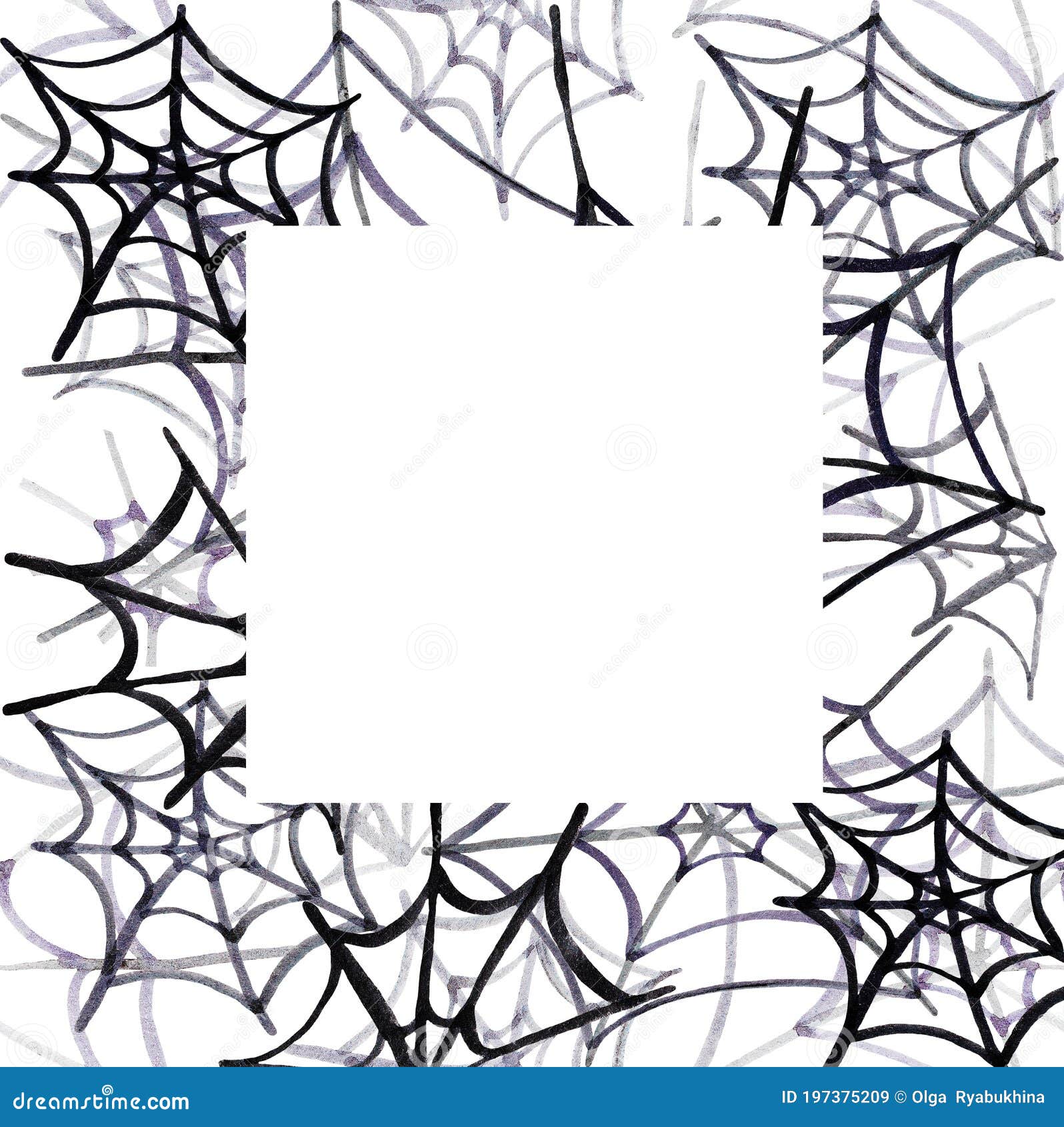 Spider Web. Square Frame. Watercolor Stock Illustration - Illustration ...