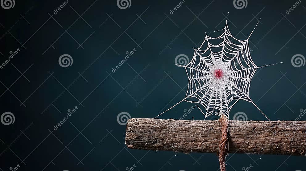 Spider Web on a Stick Intricate Patterns with a Dark Blue Background ...