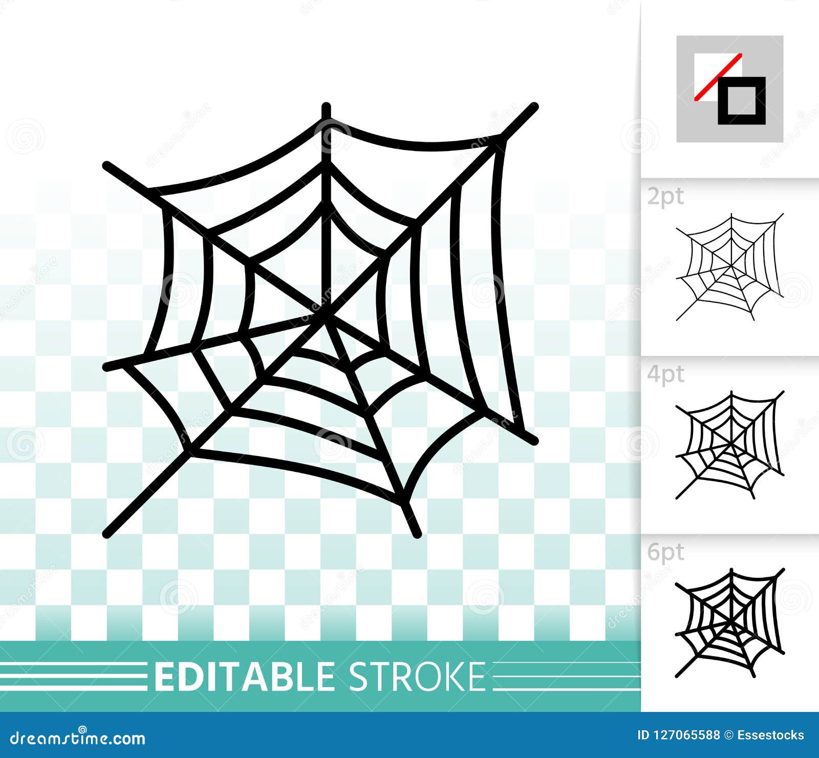 Editable Stroke Spider Web Thin Line Icon Stock Vector - Illustration ...