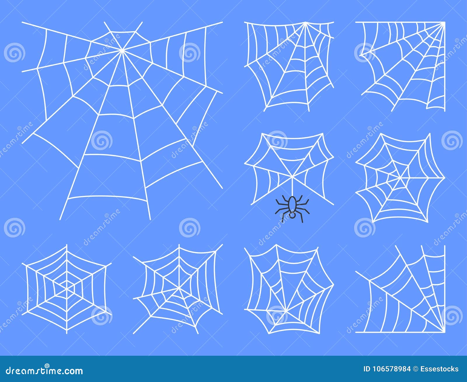 Spider Web Thin Line Icon Set Editable Stroke Stock Vector ...