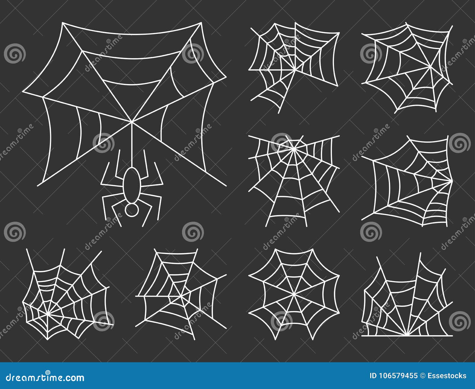 Spider Web Thin Line Icon Set Editable Stroke Stock Vector ...